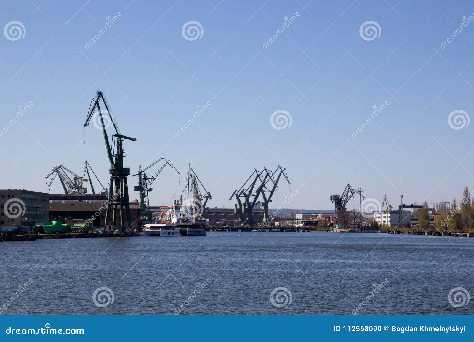 Shipyard View from the River Stock Photo - Image of equipment, nautical ...