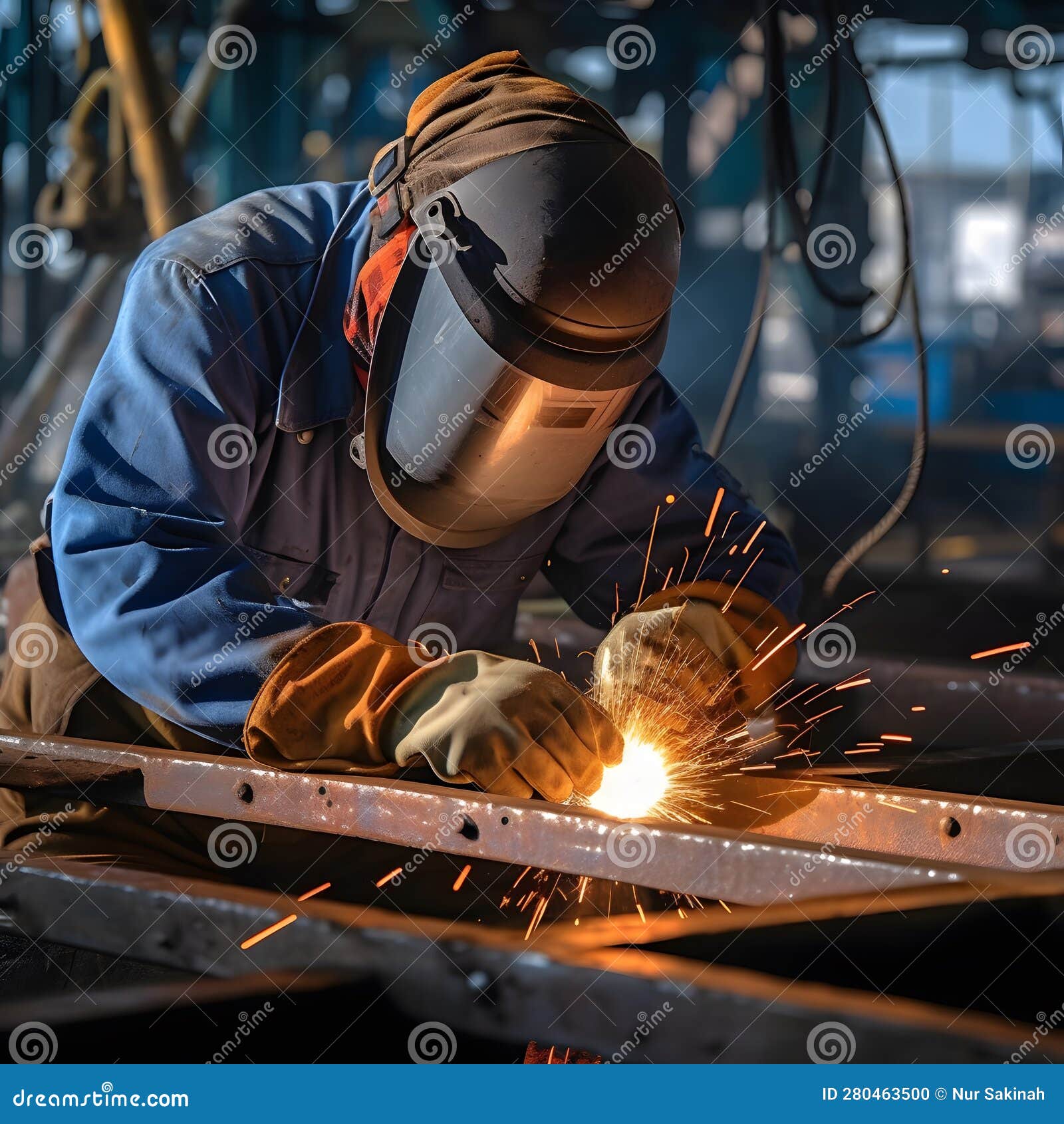 A Shipyard Worker S Hands Meticulously Inspecting the Welds on a Metal ...