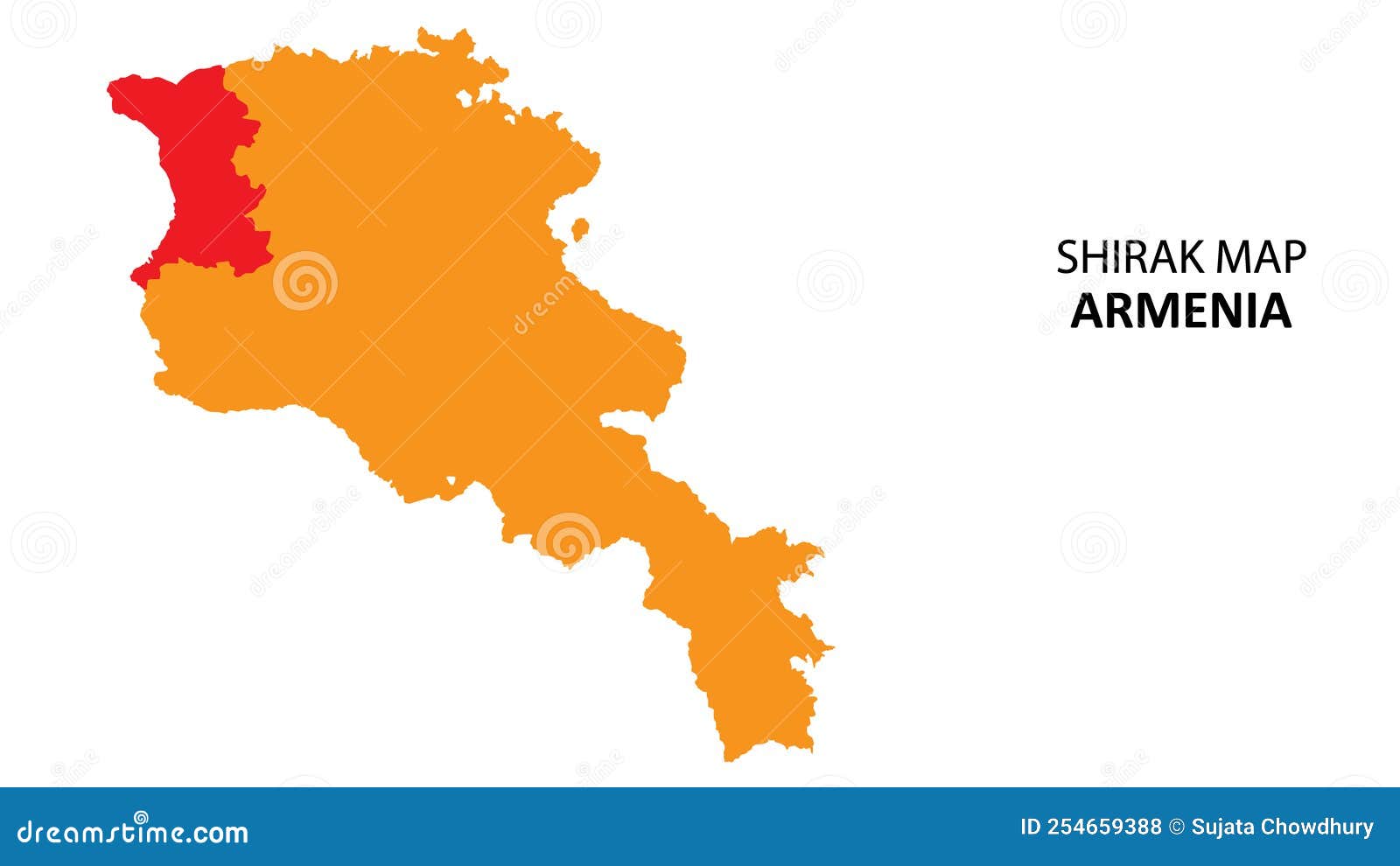 Shirak State and Regions Map Highlighted on Armenia Map Stock Vector ...