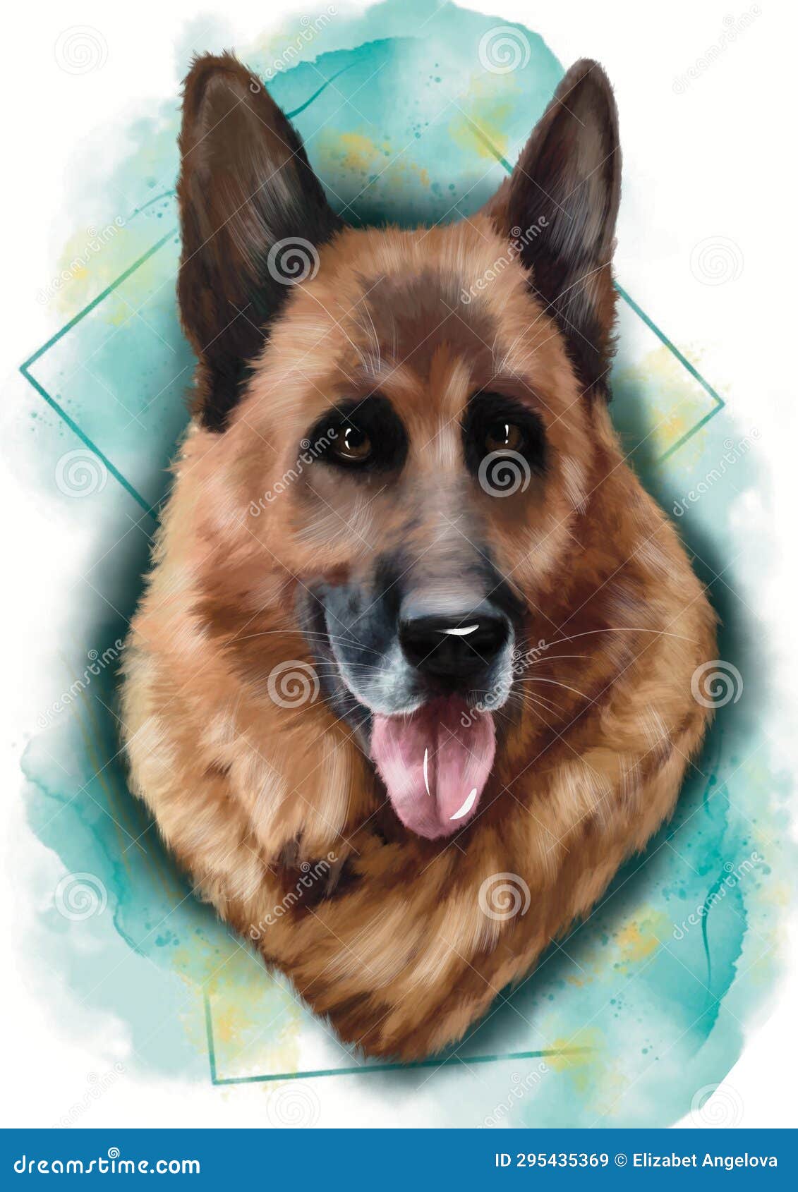 Digital Drawing Art of a Dog German Shepherd Stock Illustration ...