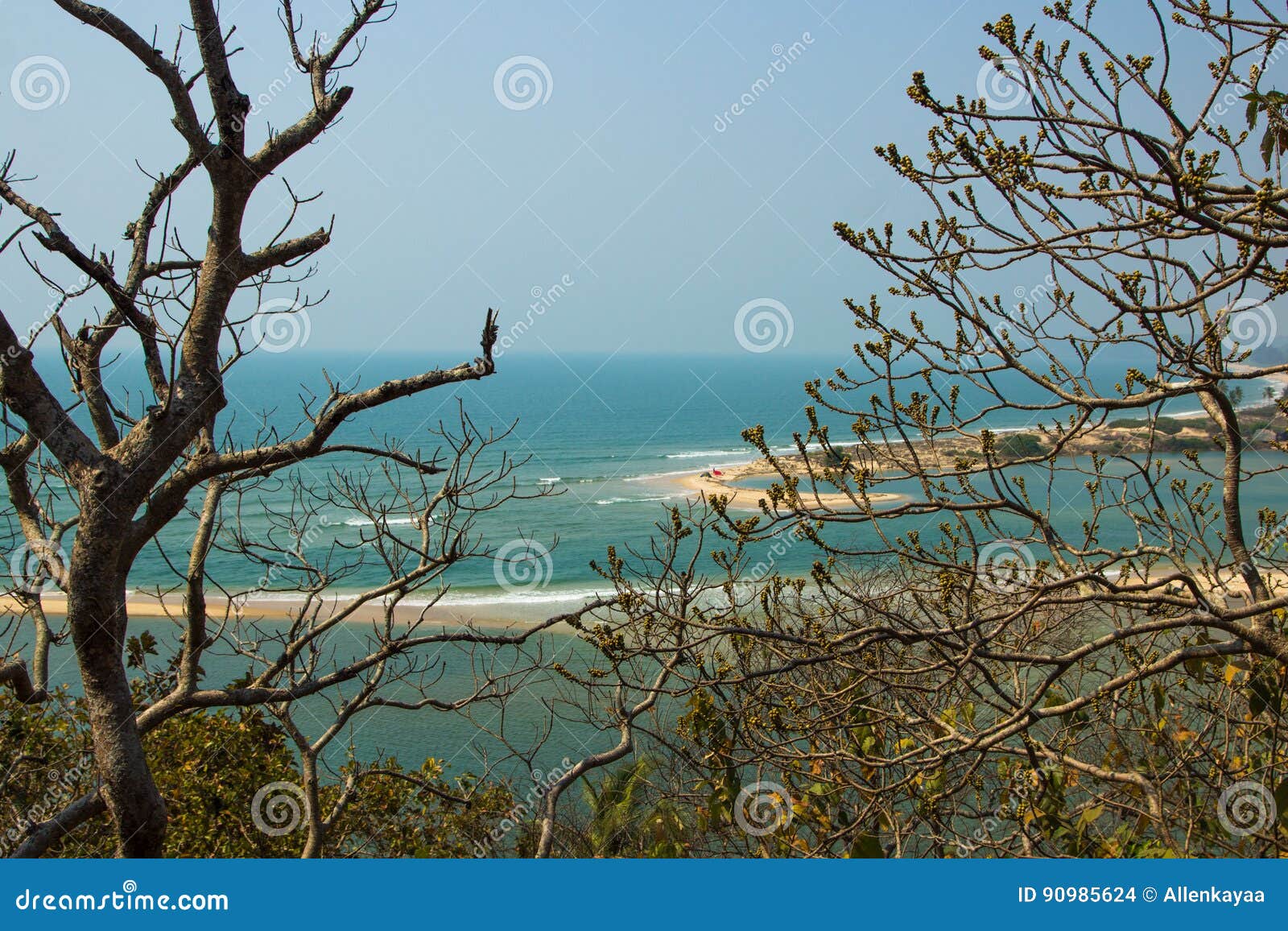 Shiroda Beach in the State of Maharashtra, India. View from Redi Fort ...