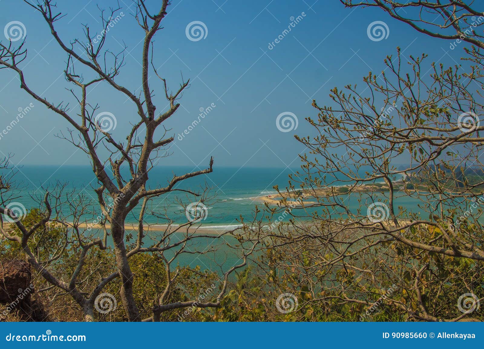 Shiroda Beach in the State of Maharashtra, India. View from Redi Fort ...