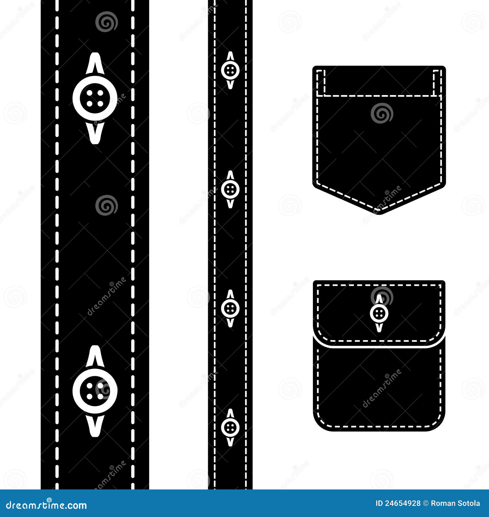 Shirt Button Pocket Black Silhouette Stock Vector - Illustration of ...