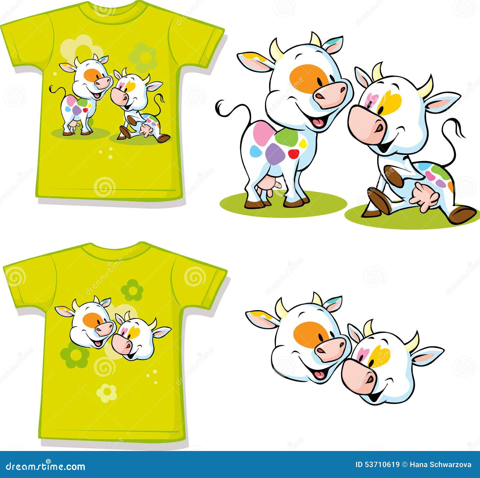 Shirt with Cute Cow Cartoon - Vector Stock Vector - Illustration of ...
