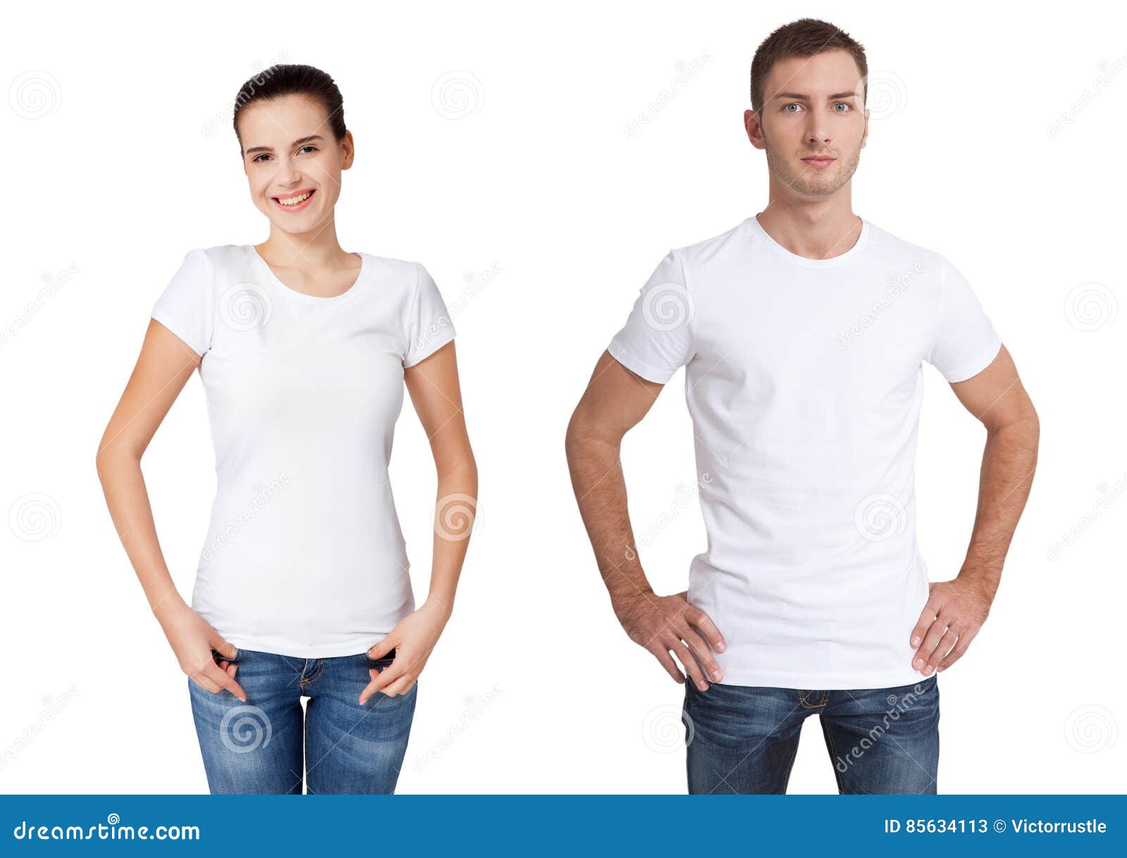 Shirt Design And People Concept Close Up Of Young Man And Woman In