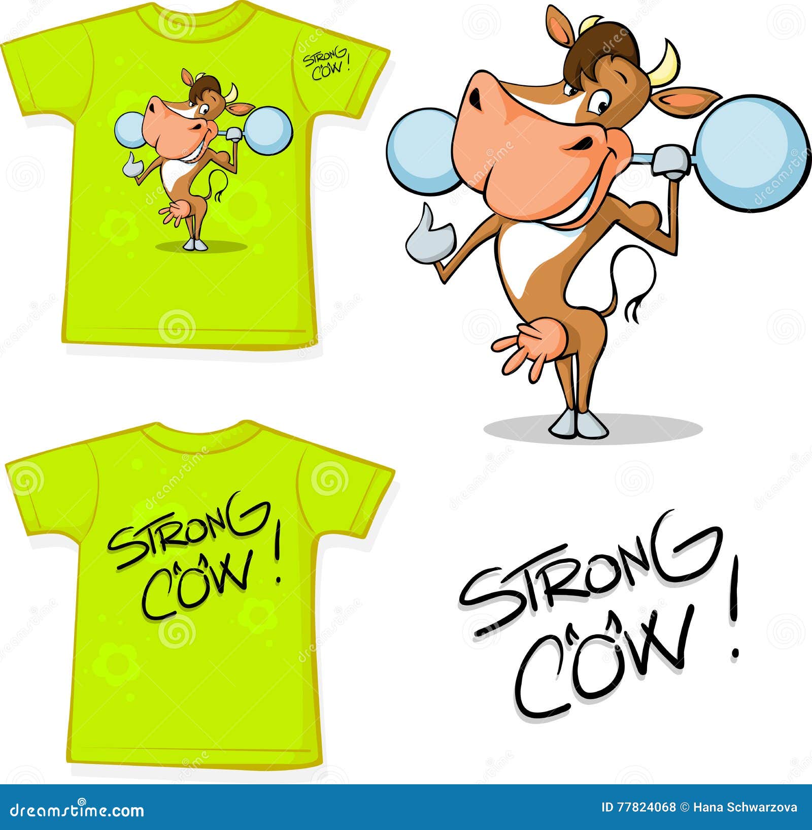 Shirt with Strong Cow - Vector Illustration Stock Vector - Illustration ...