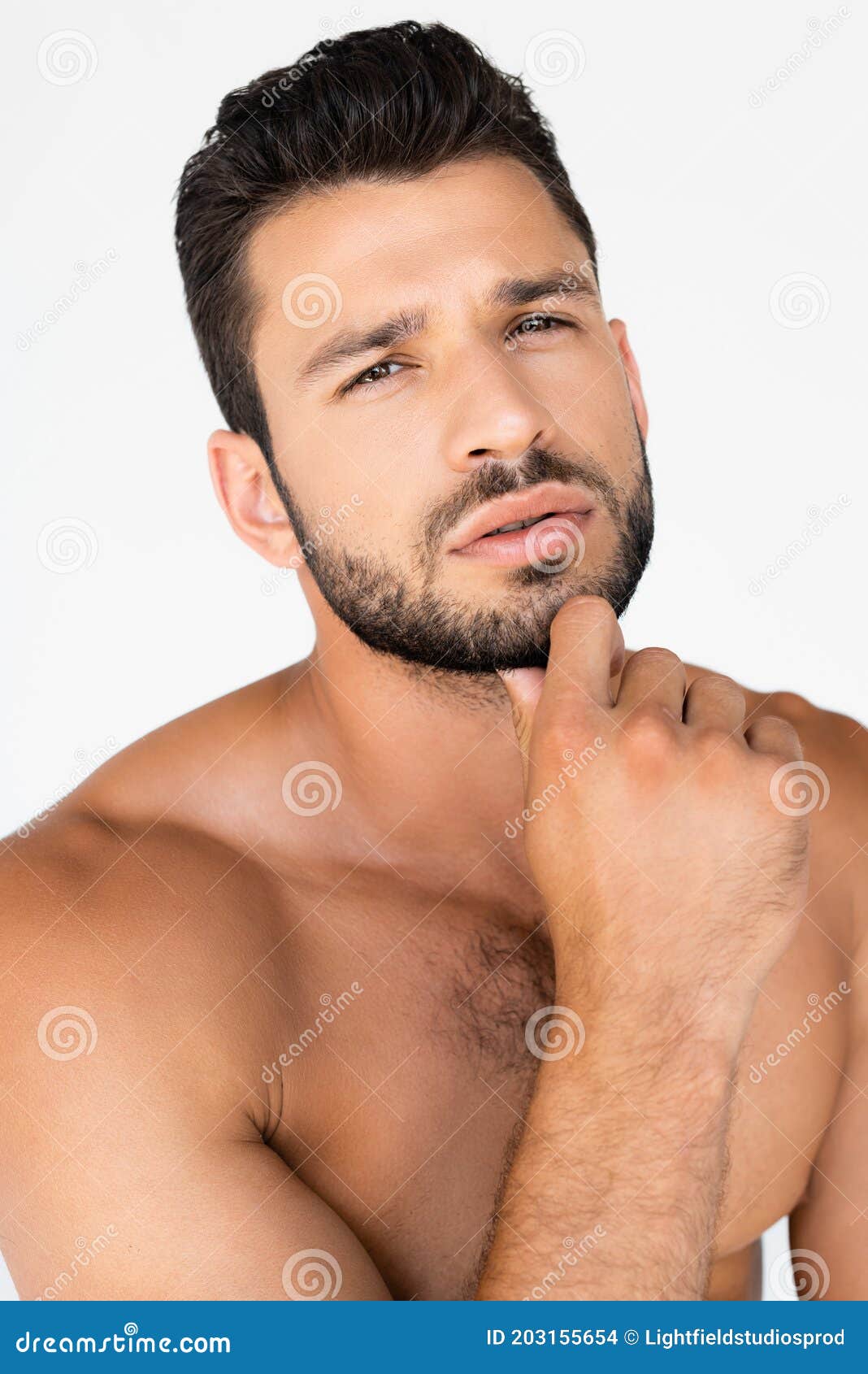 Shirtless and Man Touching Face Stock Photo - Image of shirtless, touch ...