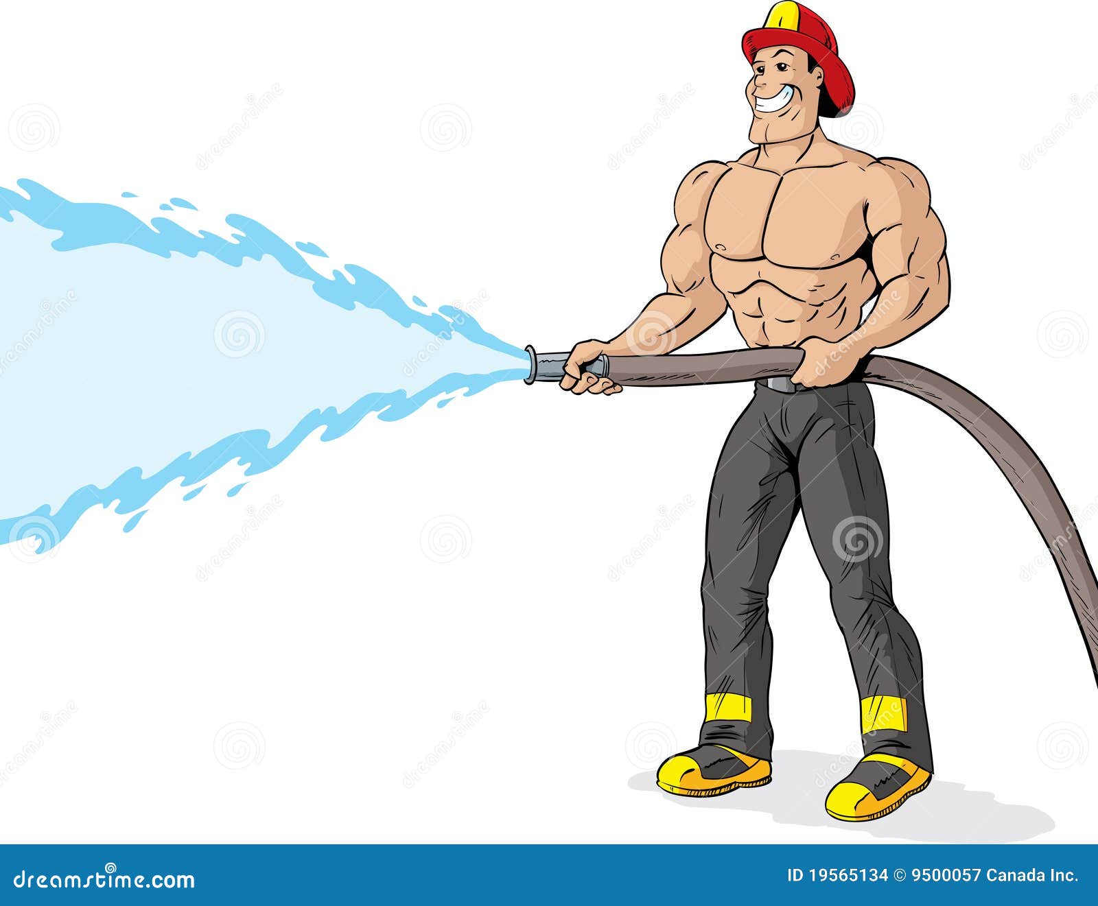 Shirtless firefighter stock vector. Illustration of powerful - 19565134
