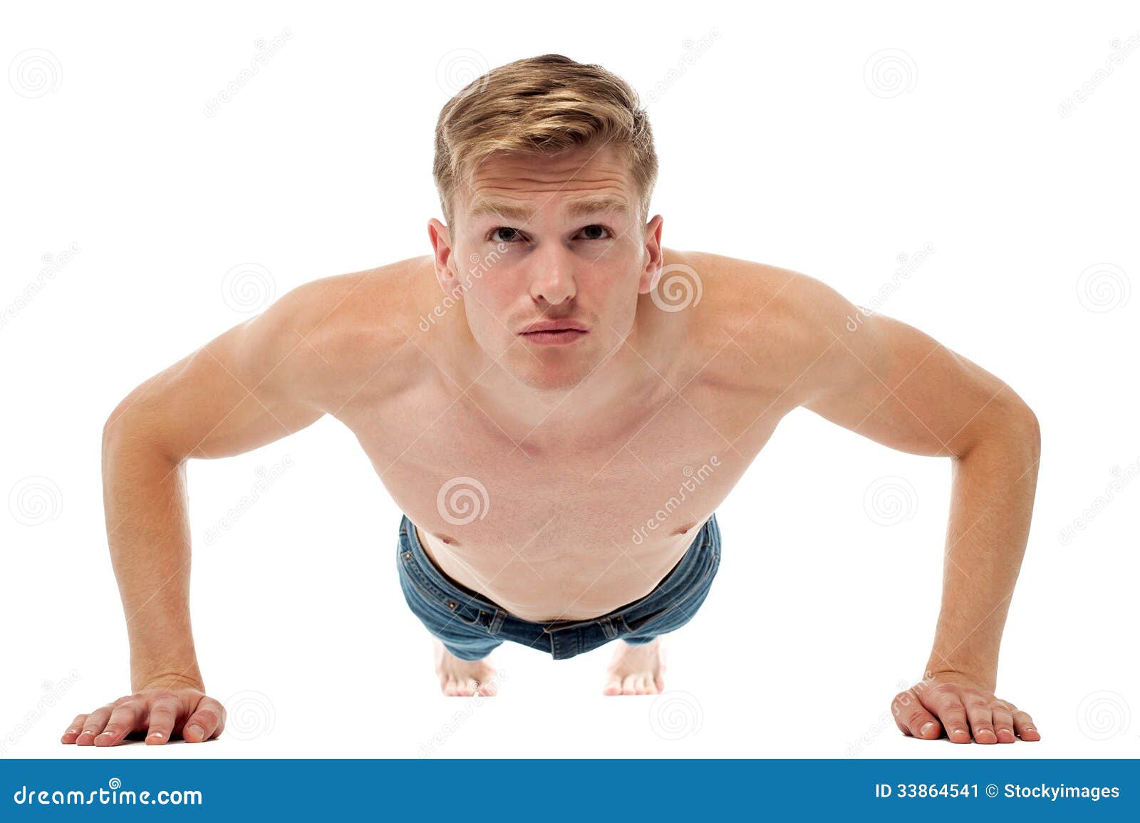 Shirtless Guy Doing Push Ups on the Floor Stock Image - Image of ...