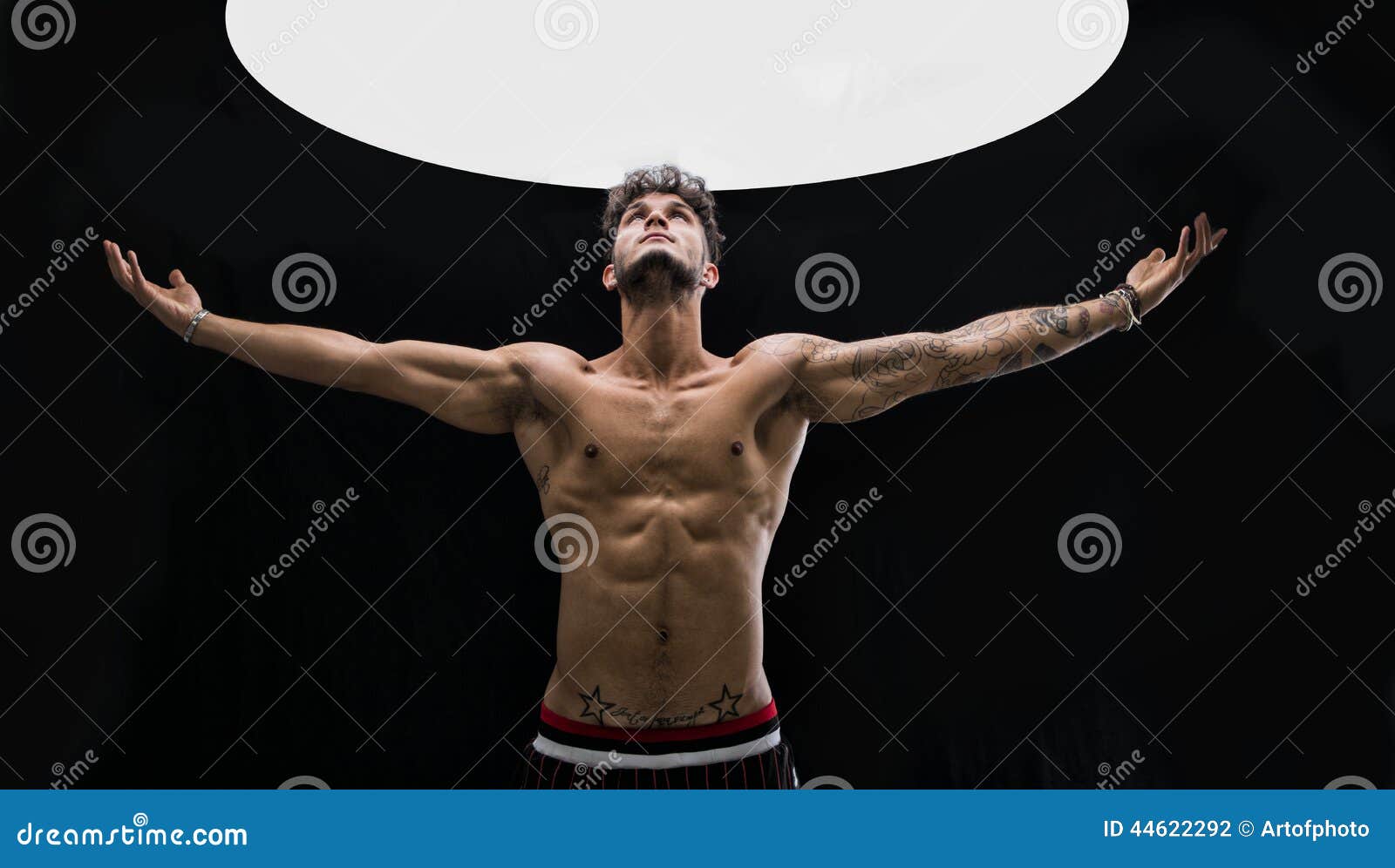 Shirtless Handsome Man With Fit Body Lean Against A Wall Royalty-Free ...