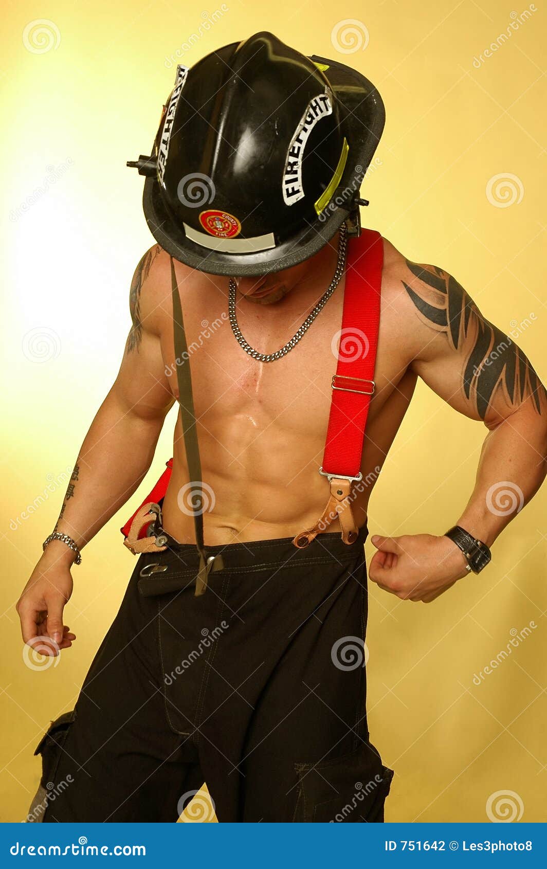 Shirtless hero stock photo. Image of heroic, firefighter - 751642