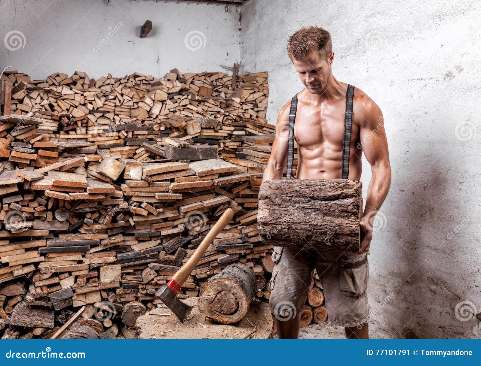 Shirtless Lumberjack With An Axe Royalty-Free Stock Photo ...