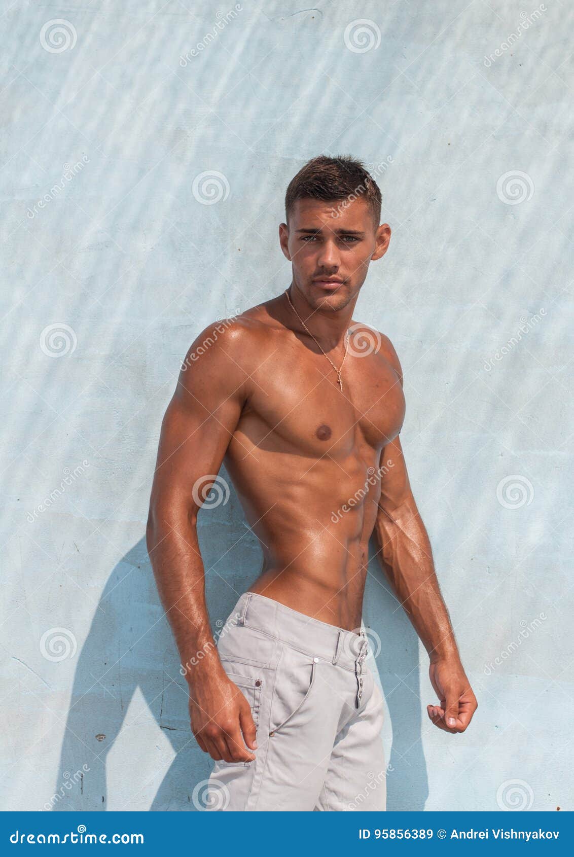 Shirtless male model stock image. Image of abdominal - 95856389