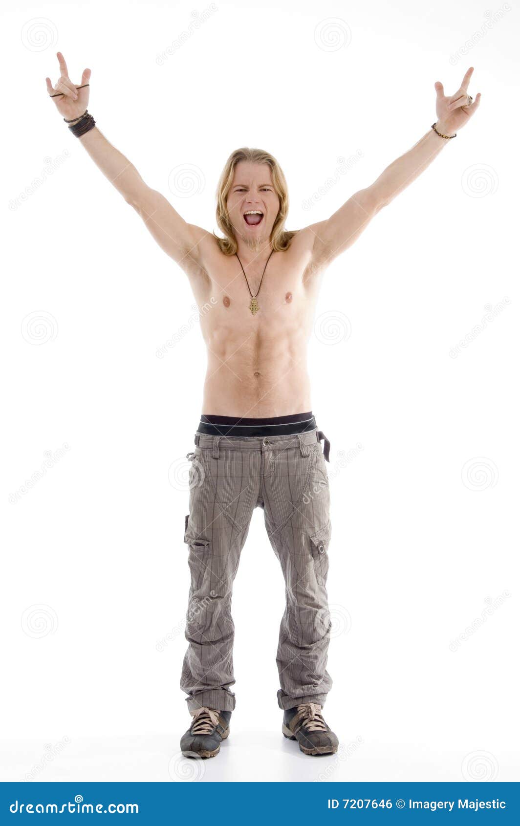 Shirtless Male Raising His Hands Stock Photo - Image of strength ...