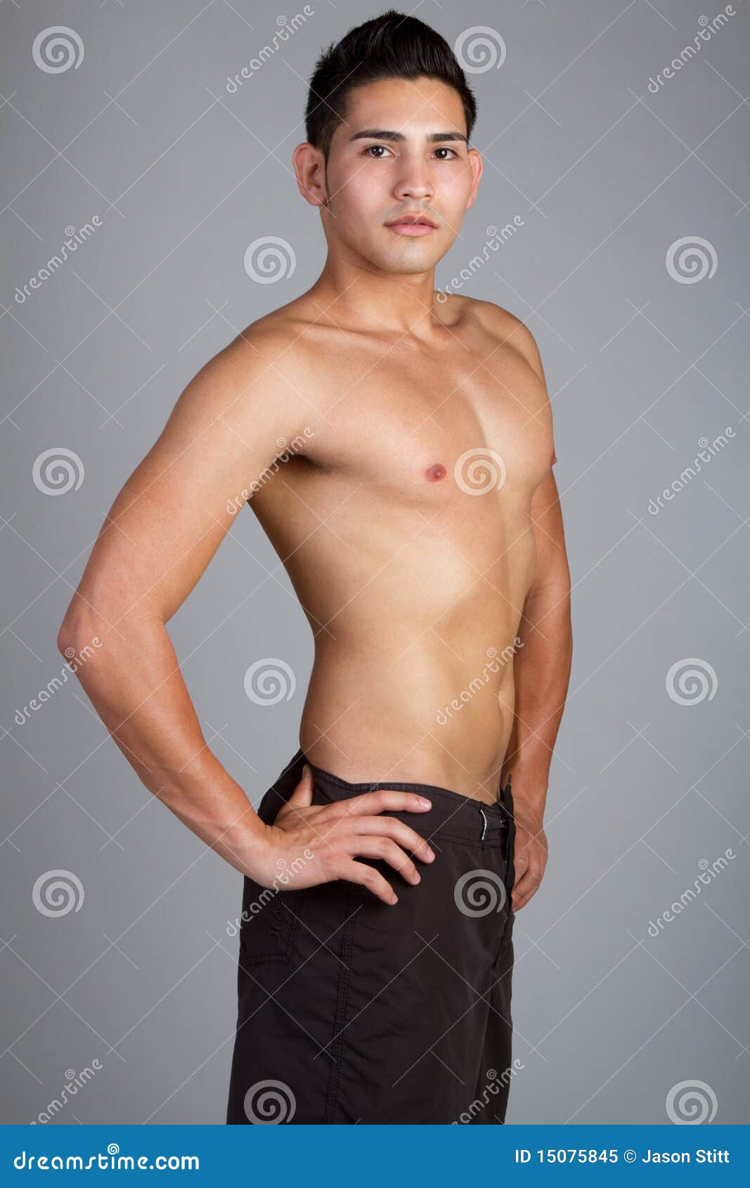 Shirtless Man stock image. Image of male, grey, expression - 15075845