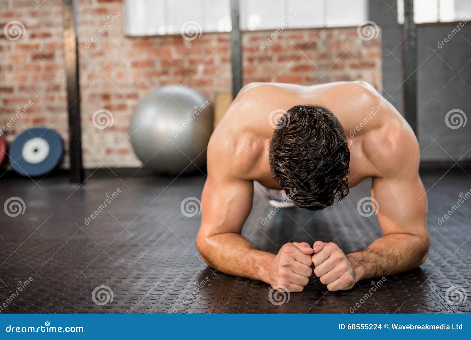 Shirtless Man Doing Push Ups Stock Photo - Image of indoors, healthy ...