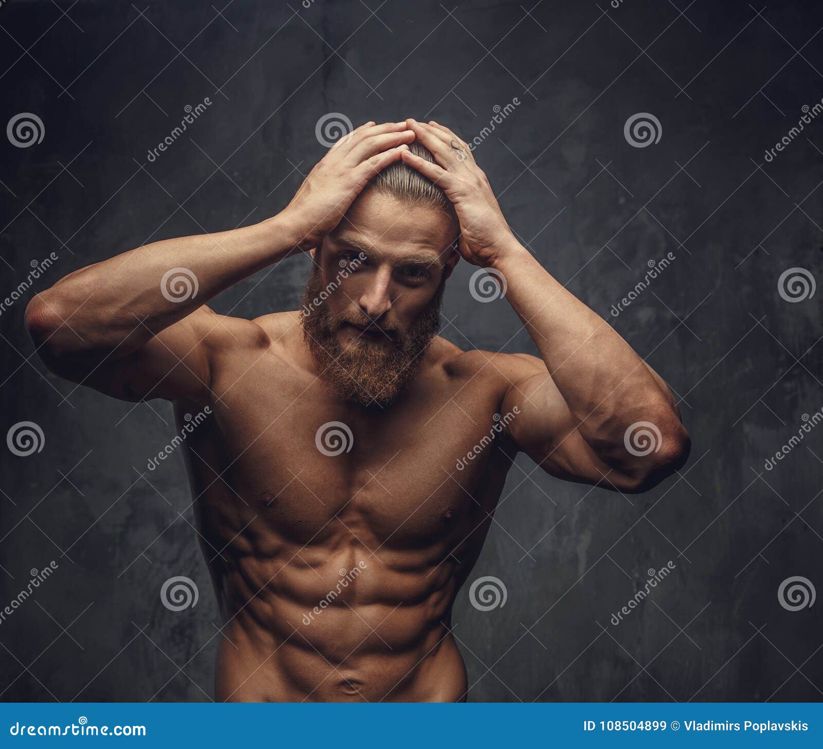 Shirtless Muscular Guy with Beard. Stock Image - Image of male ...