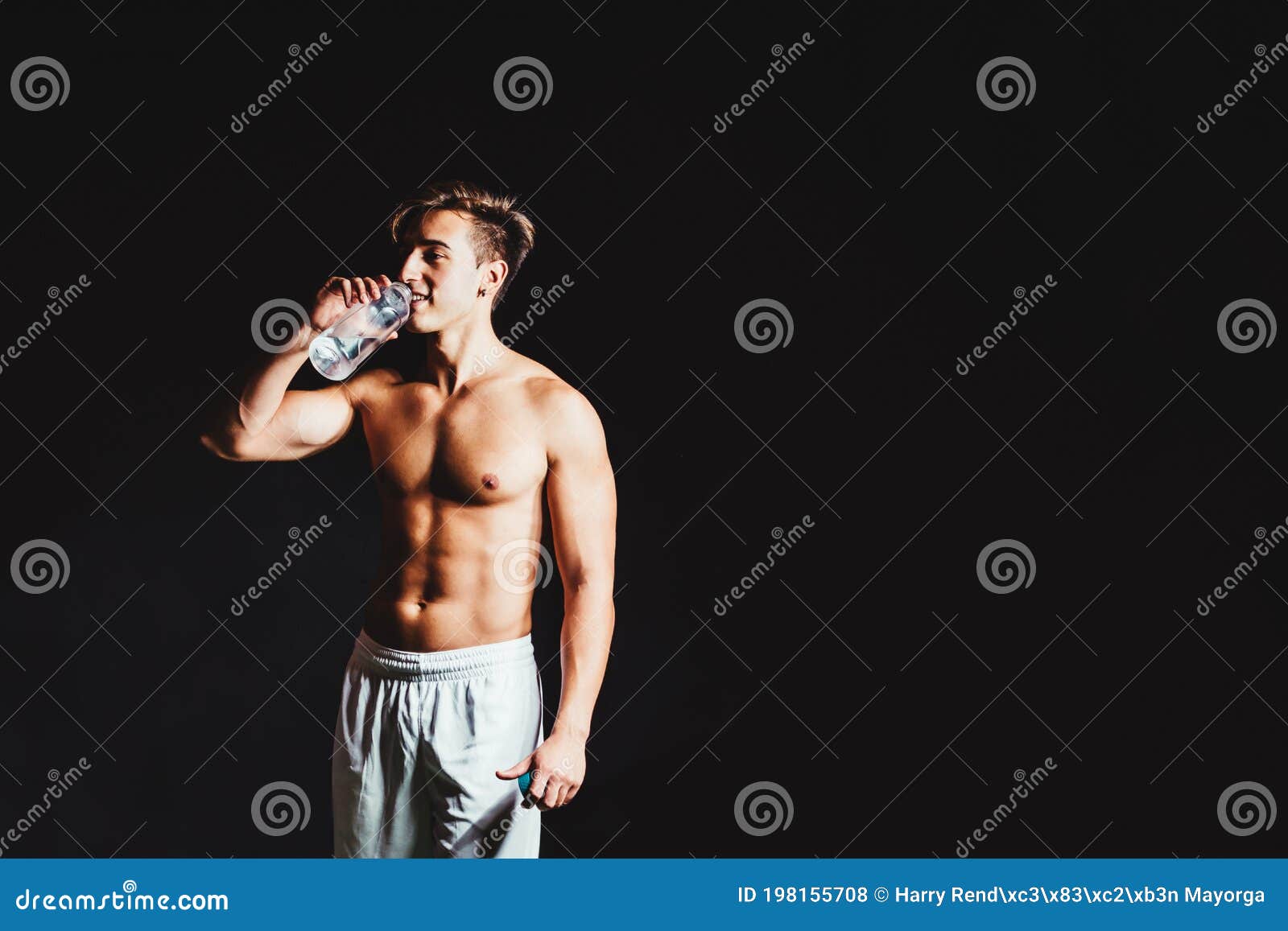 Shirtless Muscular Man Drinking Water Stock Photo - Image of ...