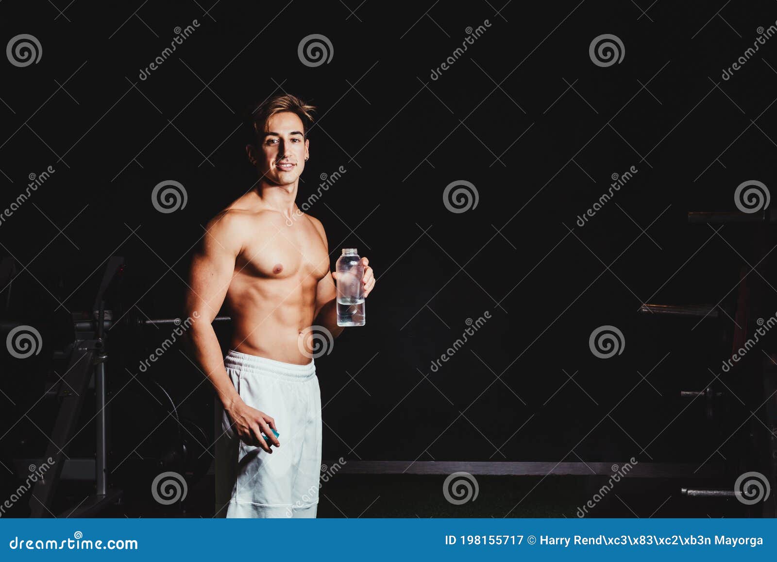 Shirtless Muscular Man Drinking Water Stock Image - Image of shirtless ...