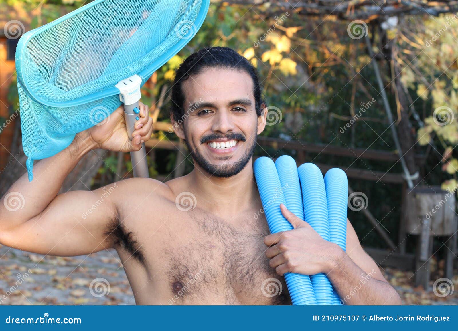 Shirtless Pool Boy with Tools Stock Image - Image of clean, male: 210975107