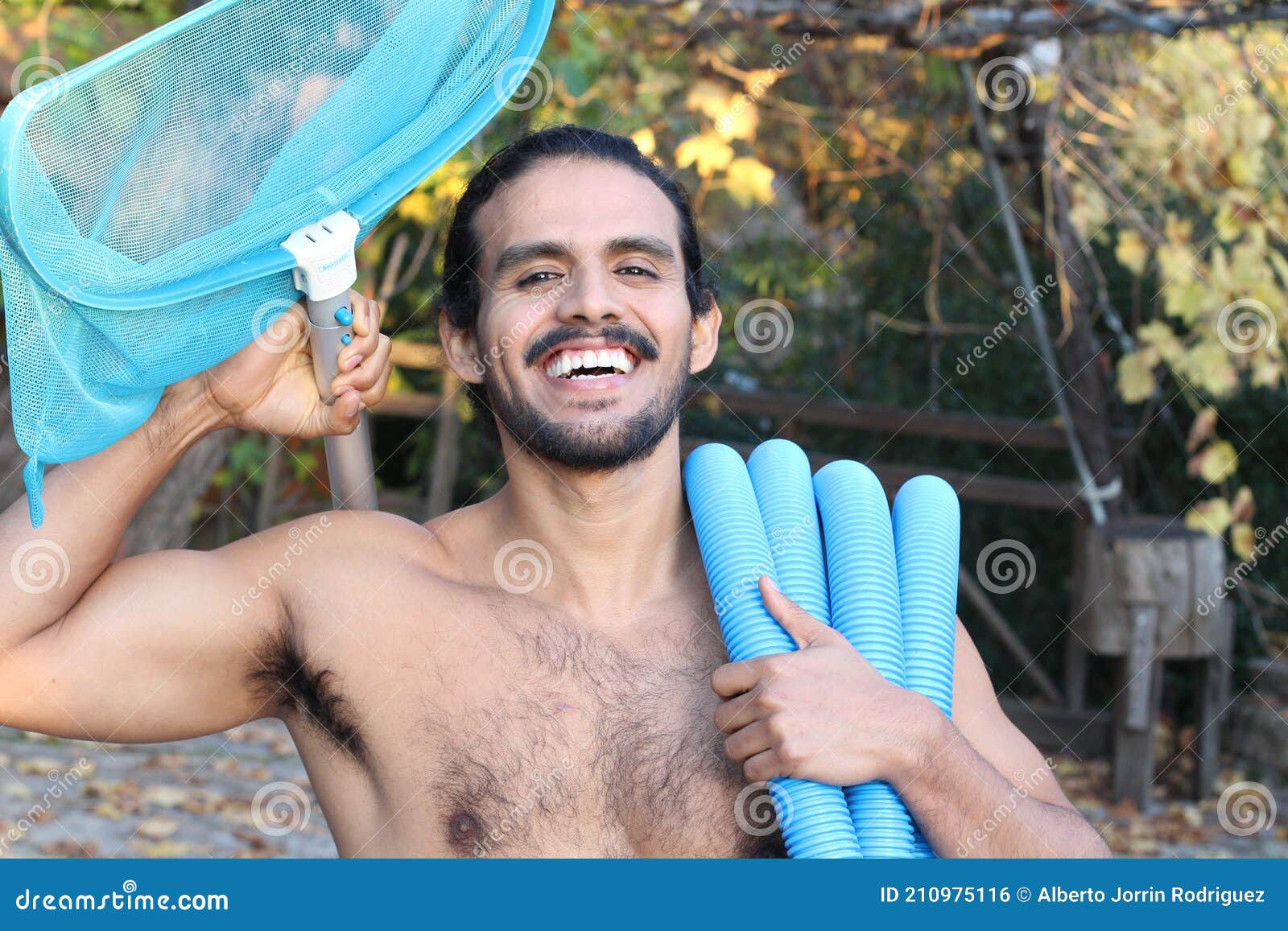 Shirtless Pool Boy with Tools Stock Photo - Image of fitness, chest ...