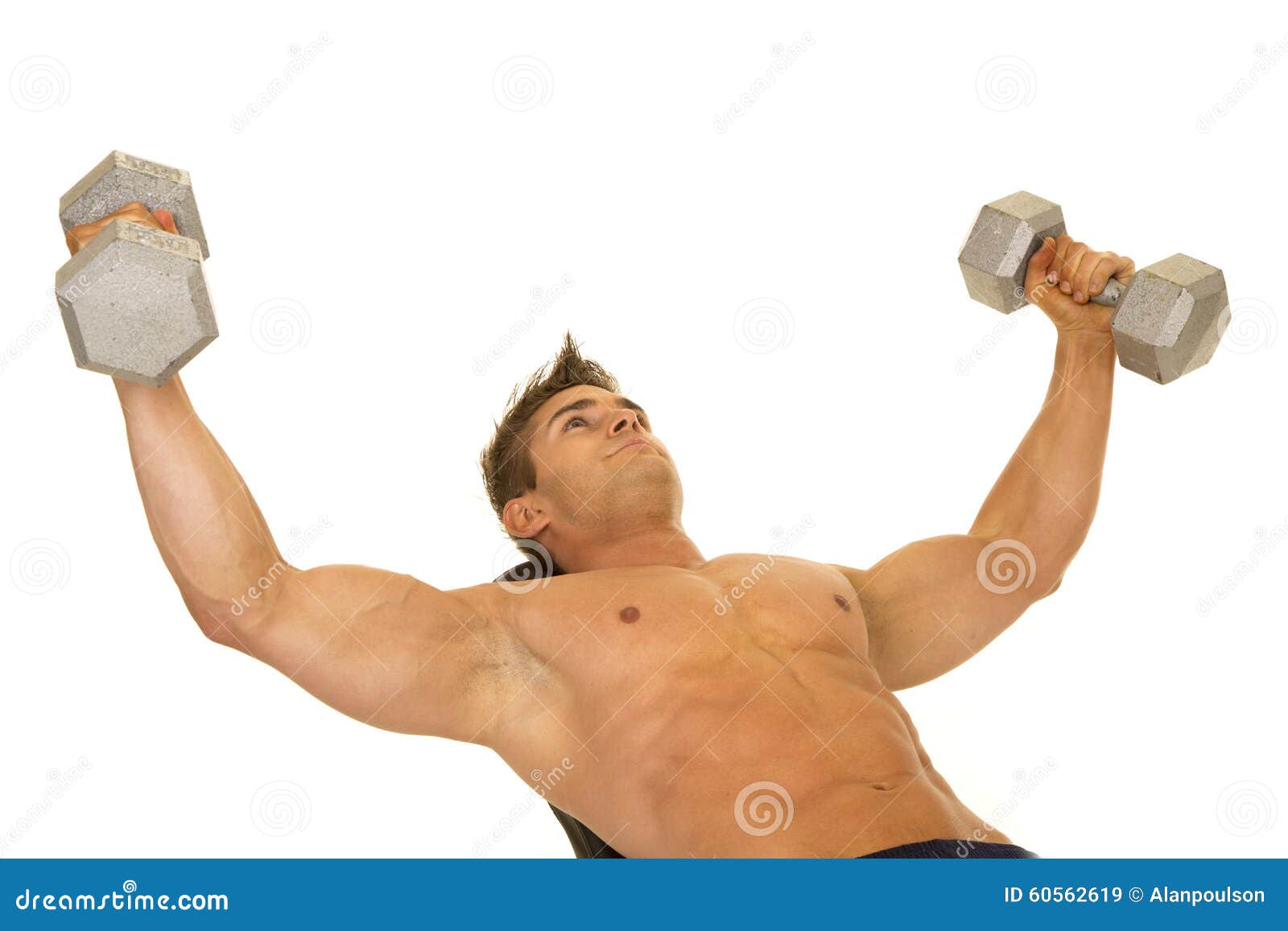 Shirtless Strong Man Lay Back Flies Stock Image - Image of adult ...