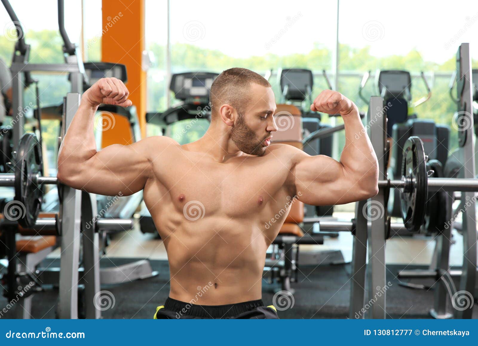 Shirtless Strong Young Man Posing Stock Image - Image of leisure ...