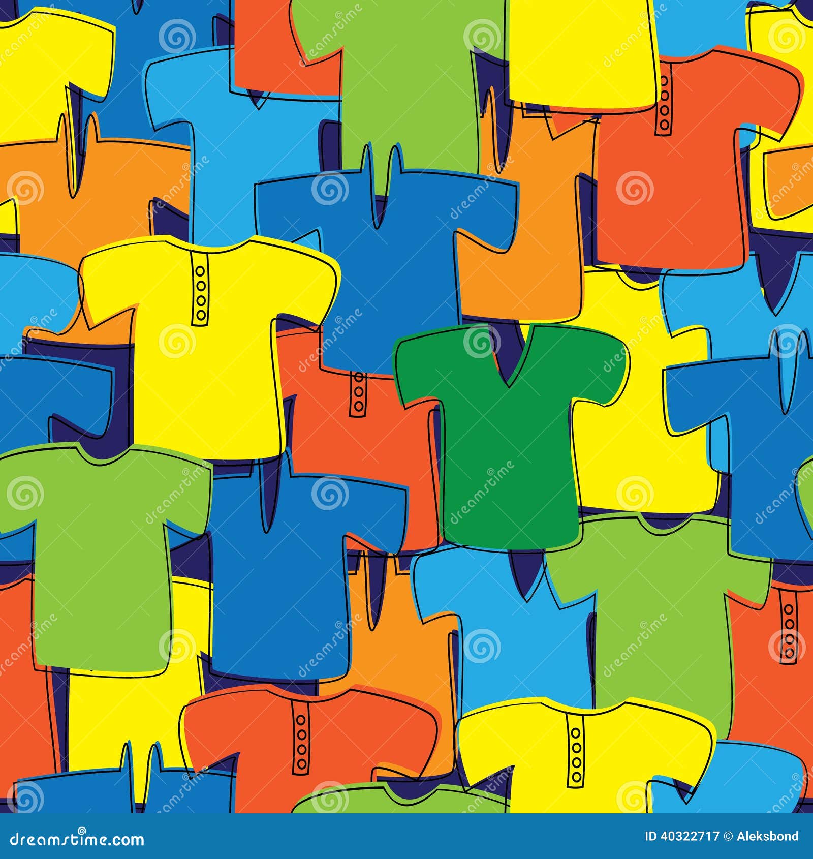 Shirts on Blue Seamless Pattern Stock Vector - Illustration of clothes ...