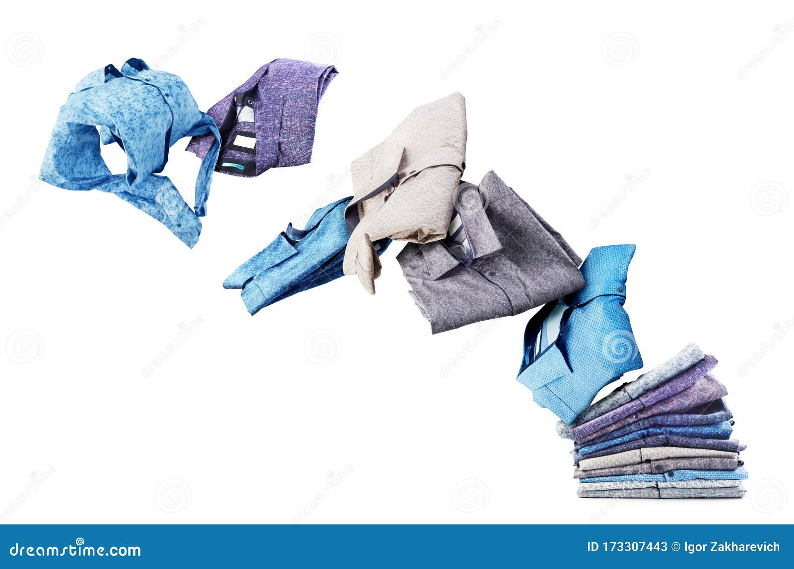 Shirts Fly from a Pile Isolated Stock Image - Image of pile, fabric ...