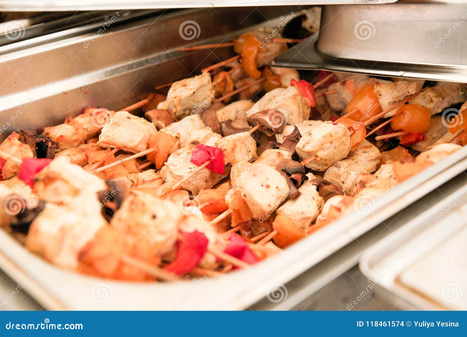 Shish Kebab from Chicken As a Snack at a Buffet Table Stock Photo ...