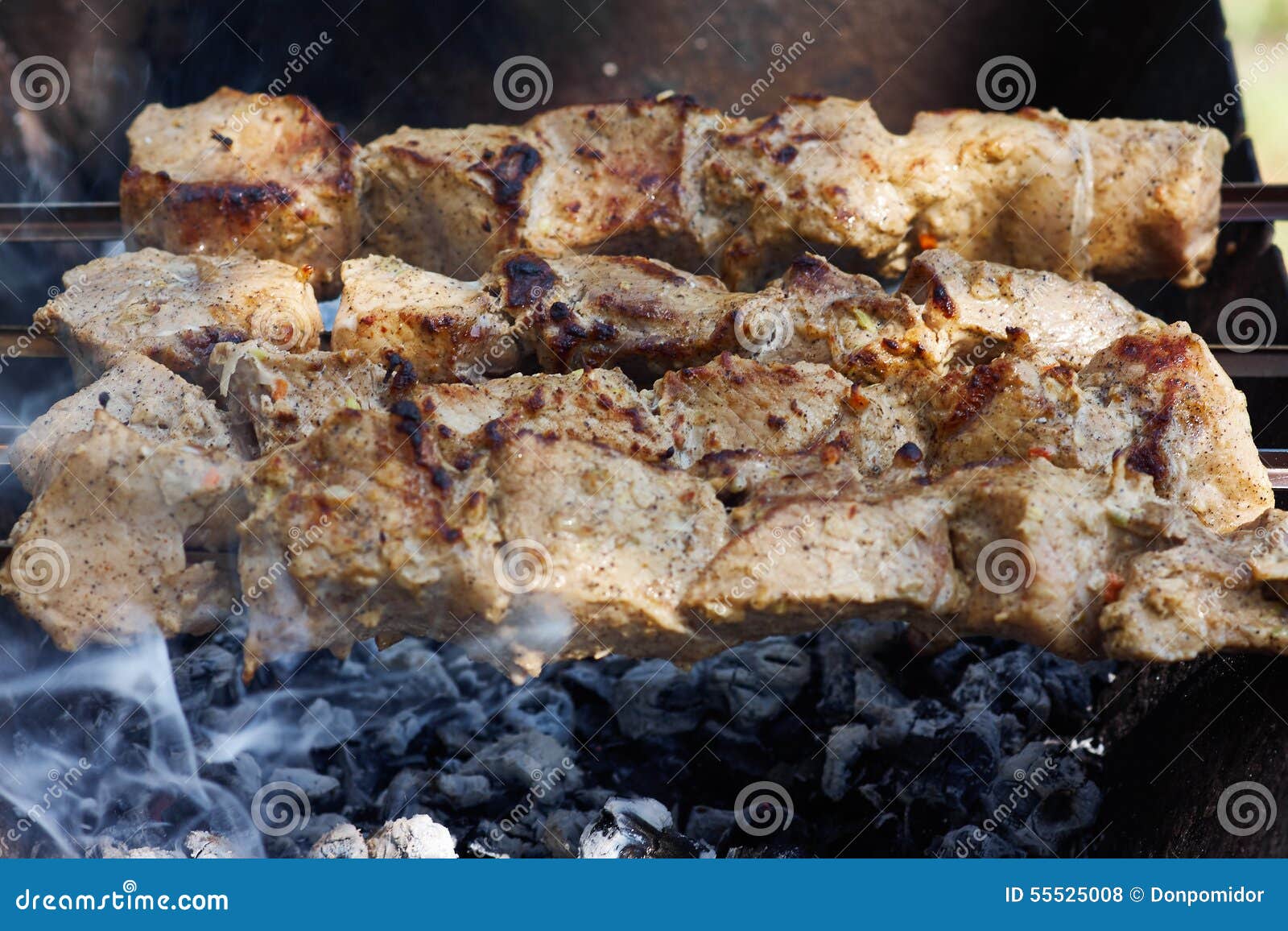 Shish kebab on the grill stock photo. Image of cooking - 55525008