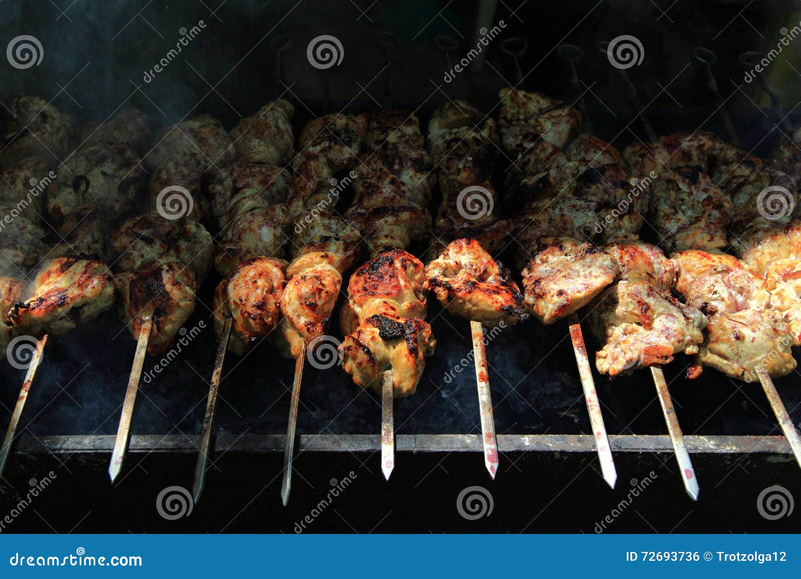 Shish Kebab on the Grill with Smoke Stock Photo - Image of gourmet ...