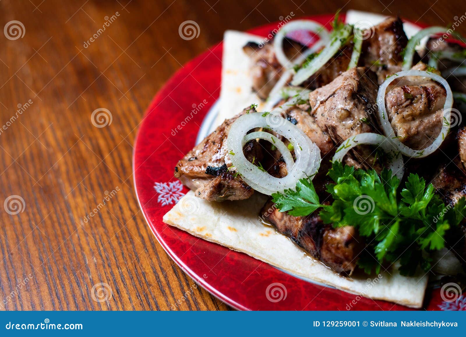 Shish kebab on a plate stock image. Image of kabob, culture - 129259001