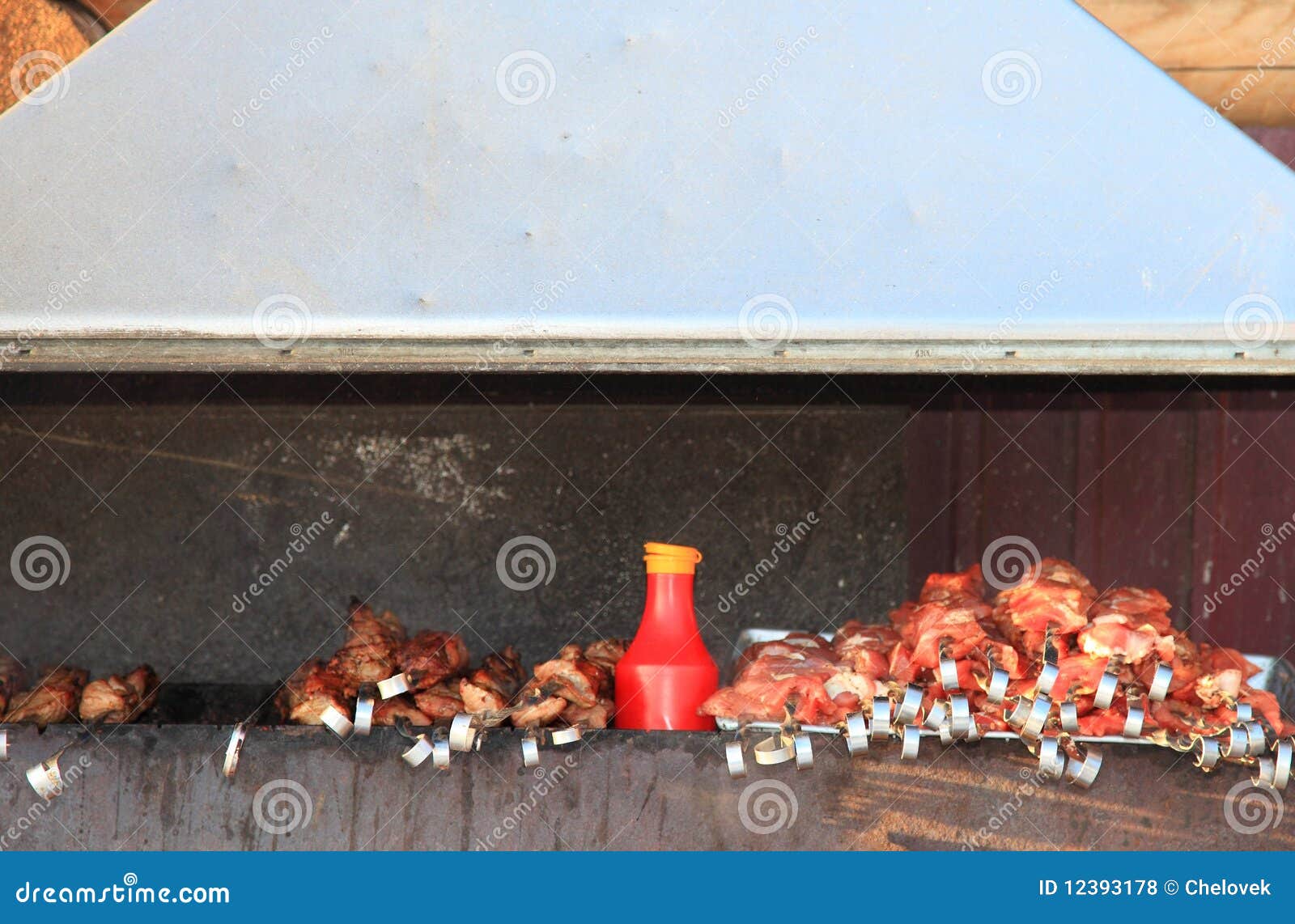Shish kebab preparation stock photo. Image of kebab, food - 12393178