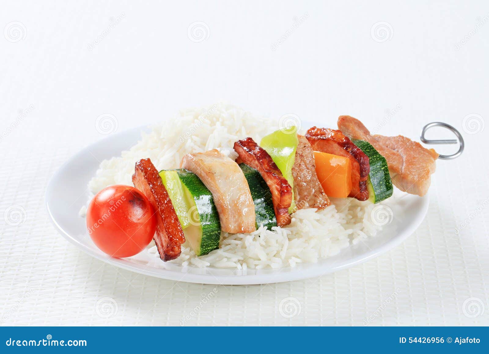 Shish kebab with rice stock photo. Image of ready, pepper - 54426956