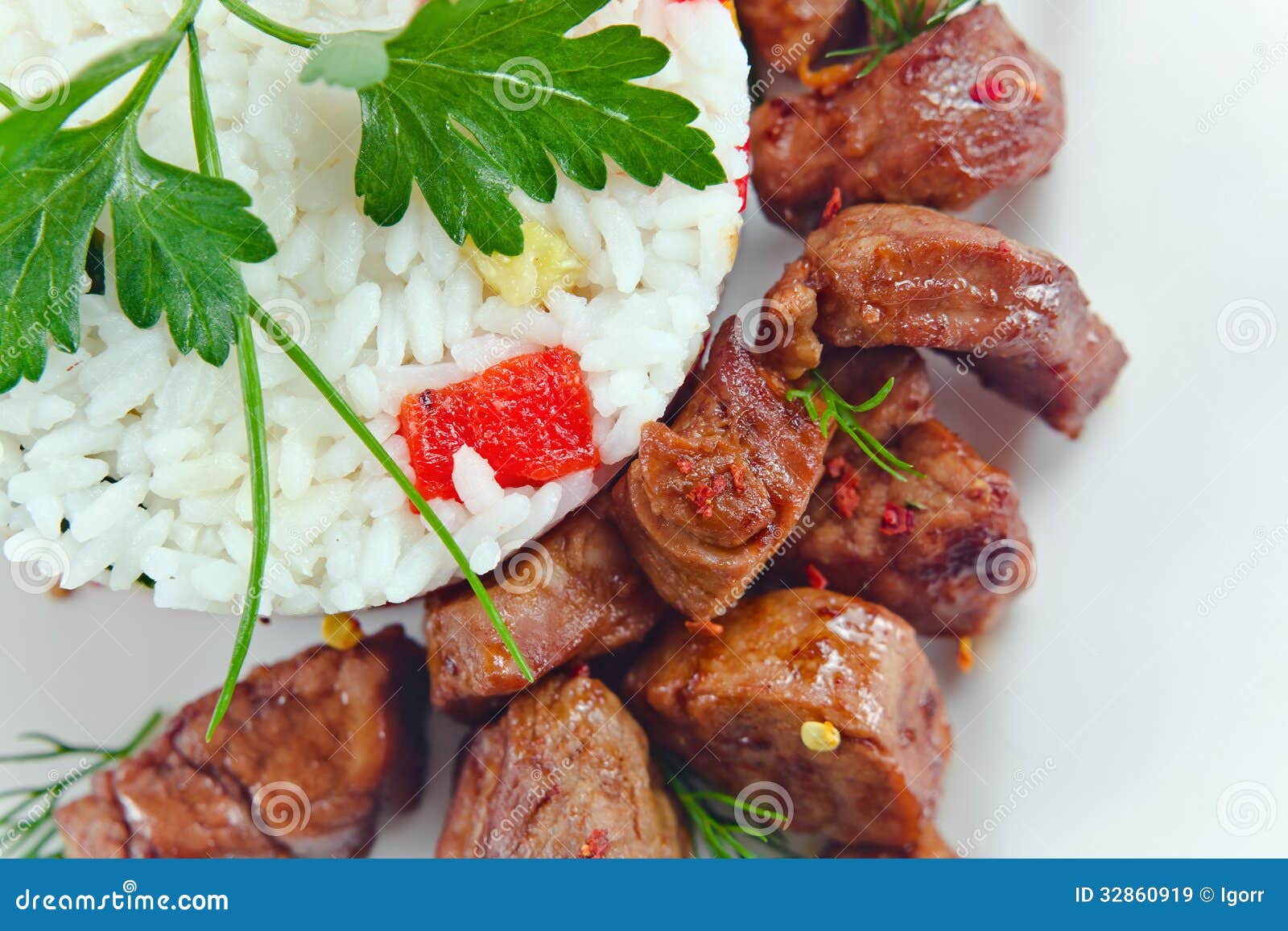 Shish kebab with rice stock image. Image of horizontal - 32860919
