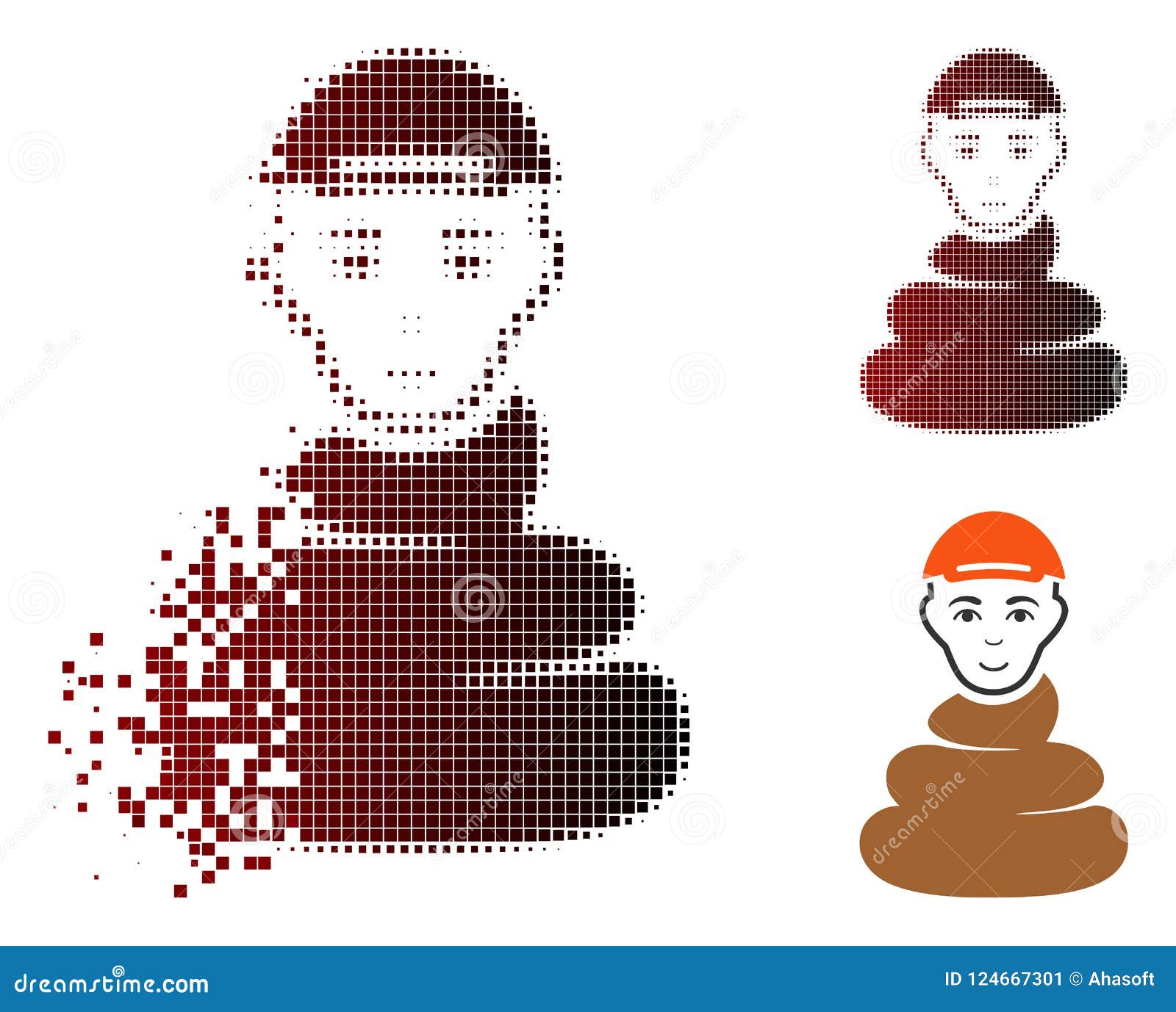 Shredded Dot Halftone Shit Boy Icon with Face Stock Vector ...