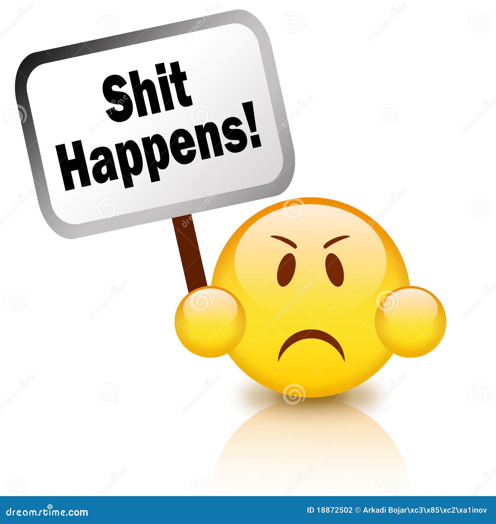 Shit Happens Smiley Face Premium Vector | Happy Poop Emoji Sticking