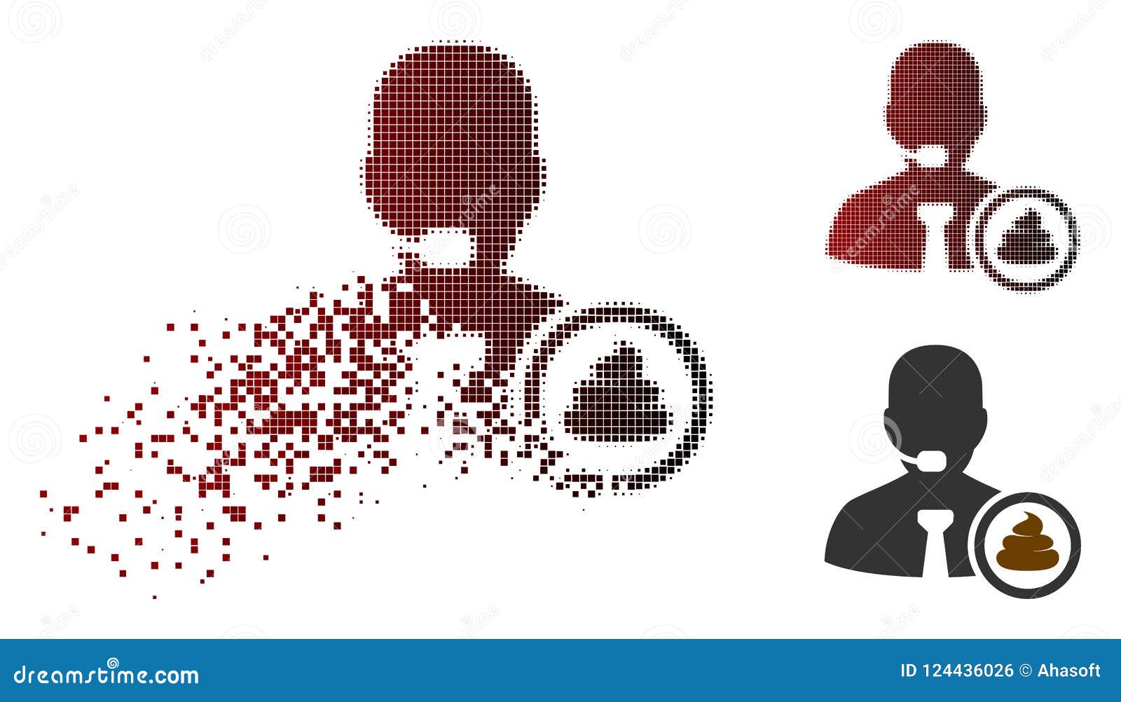 Broken Pixel Halftone Shit Operator Icon Stock Vector - Illustration of ...