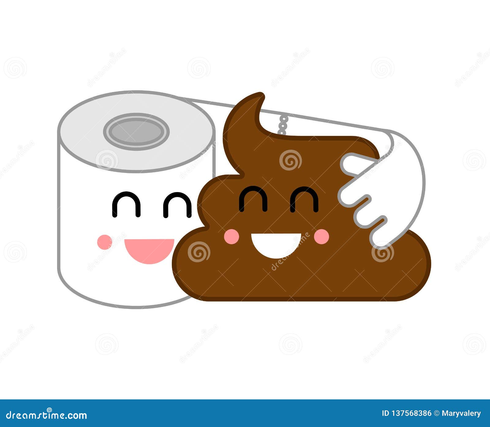 Shit And Paper Set. Turd And Toilet Paper. Toilet Romatic Vector ...