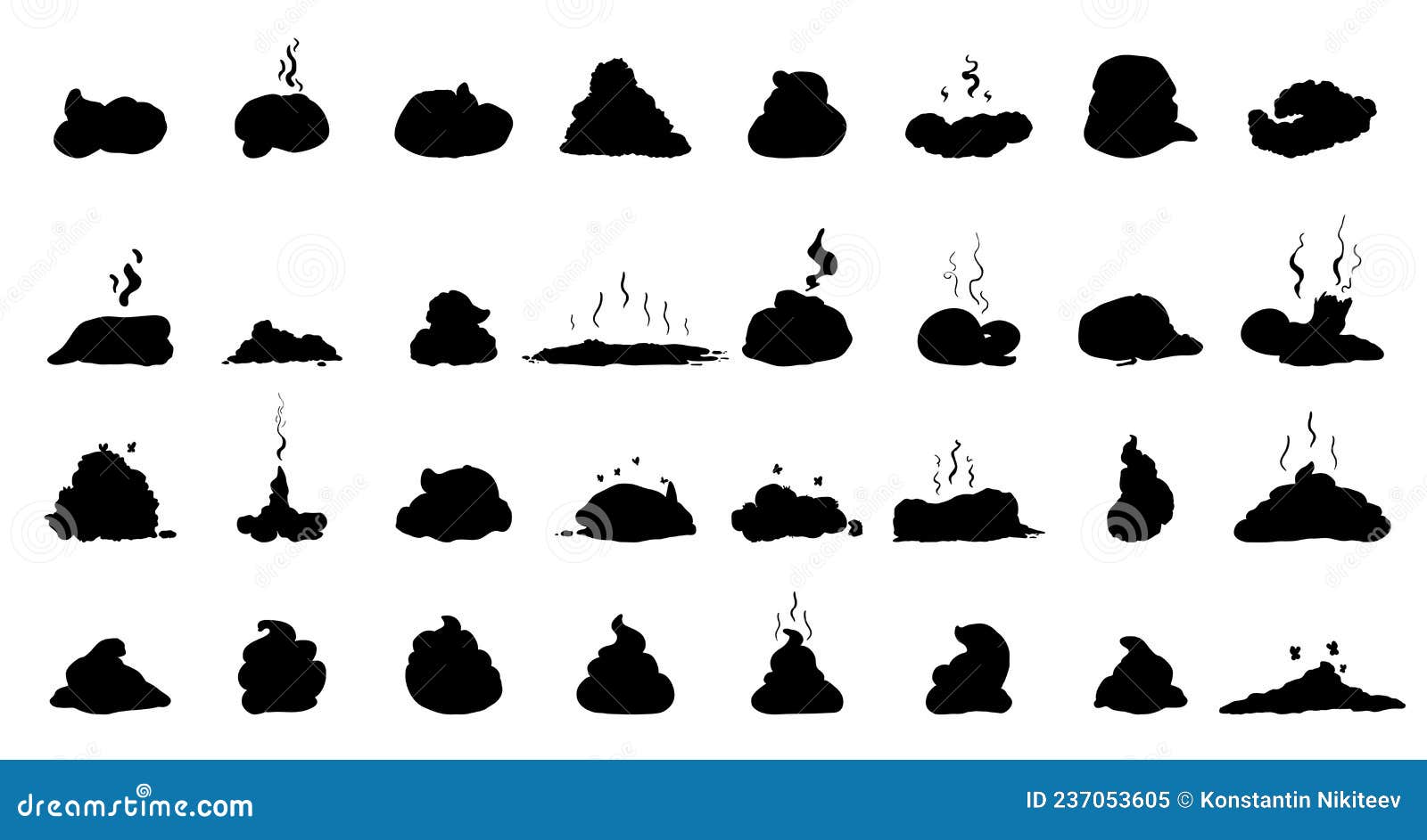 Shit Silhouettes. Big Vector Set Of Poop Piles | CartoonDealer.com ...
