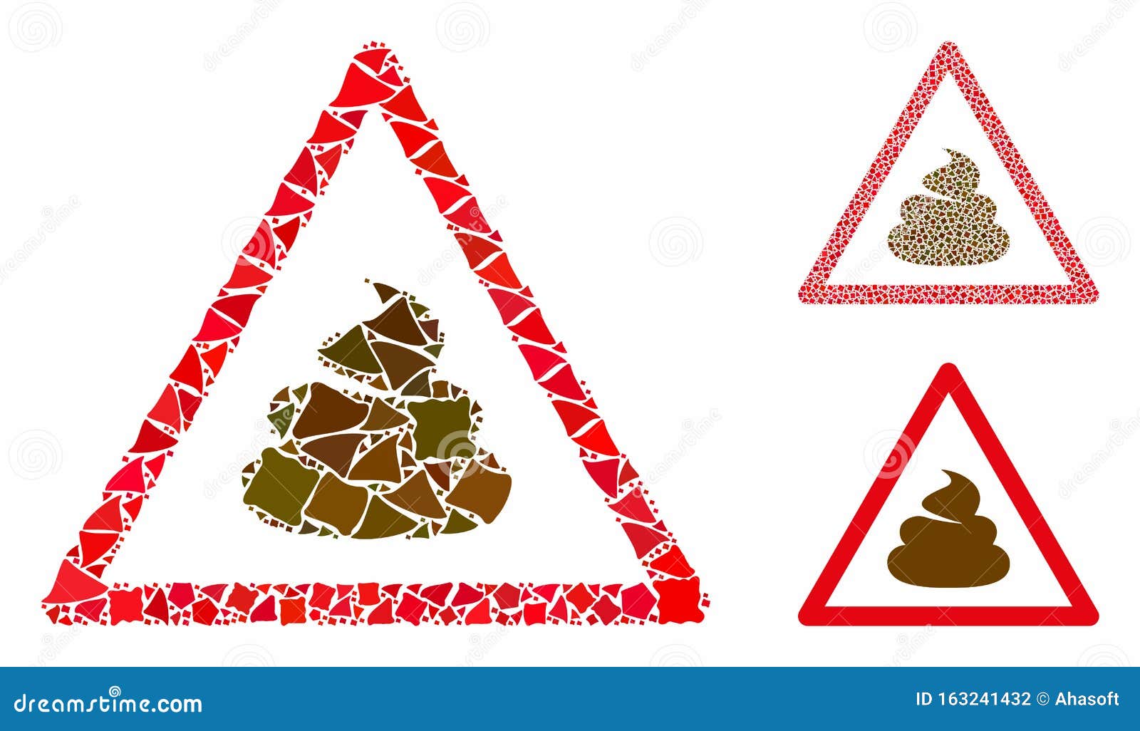 Shit Warning Composition Icon of Irregular Pieces Stock Illustration ...