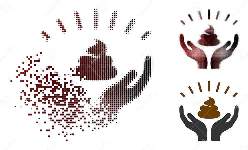 Broken Dot Halftone Shit Win Hands Icon Stock Vector - Illustration of ...