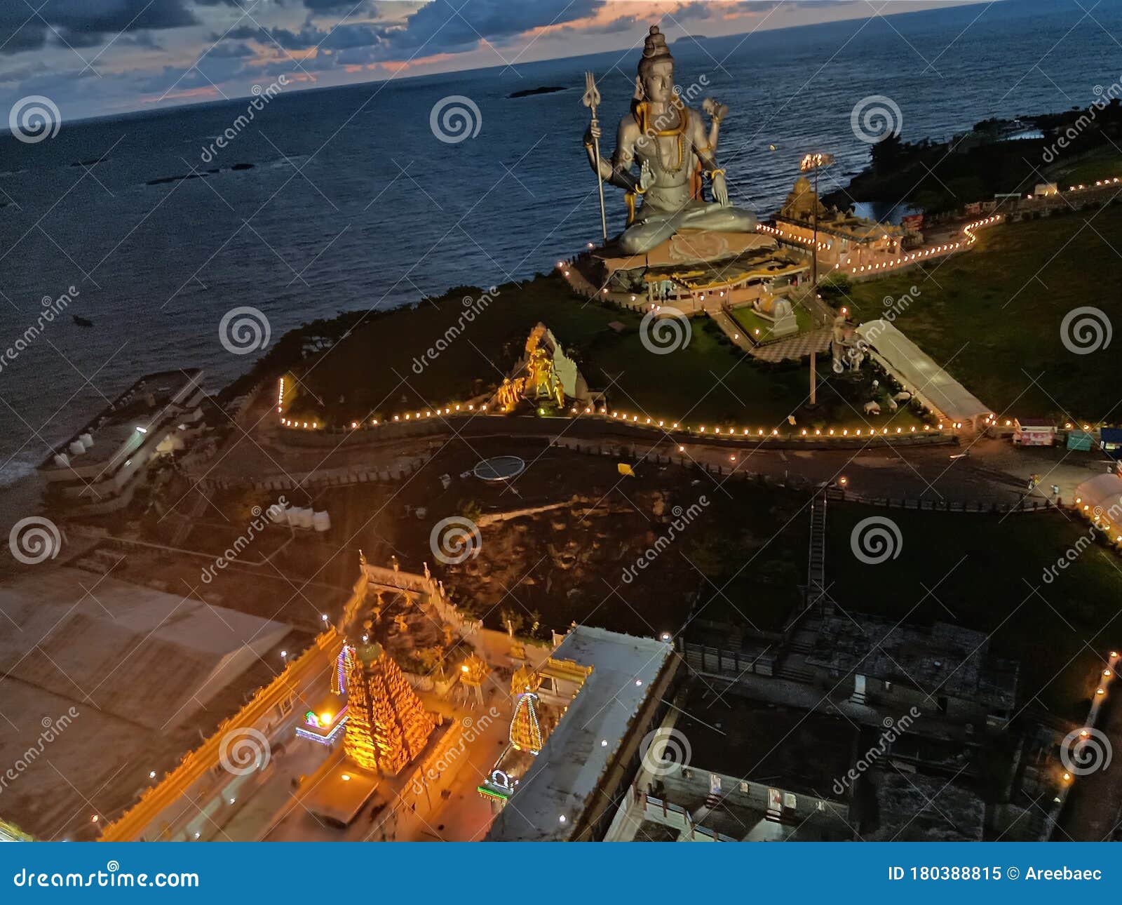 Shiv Temple Murudeshwar Night View Stock Image - Image of vehicle ...