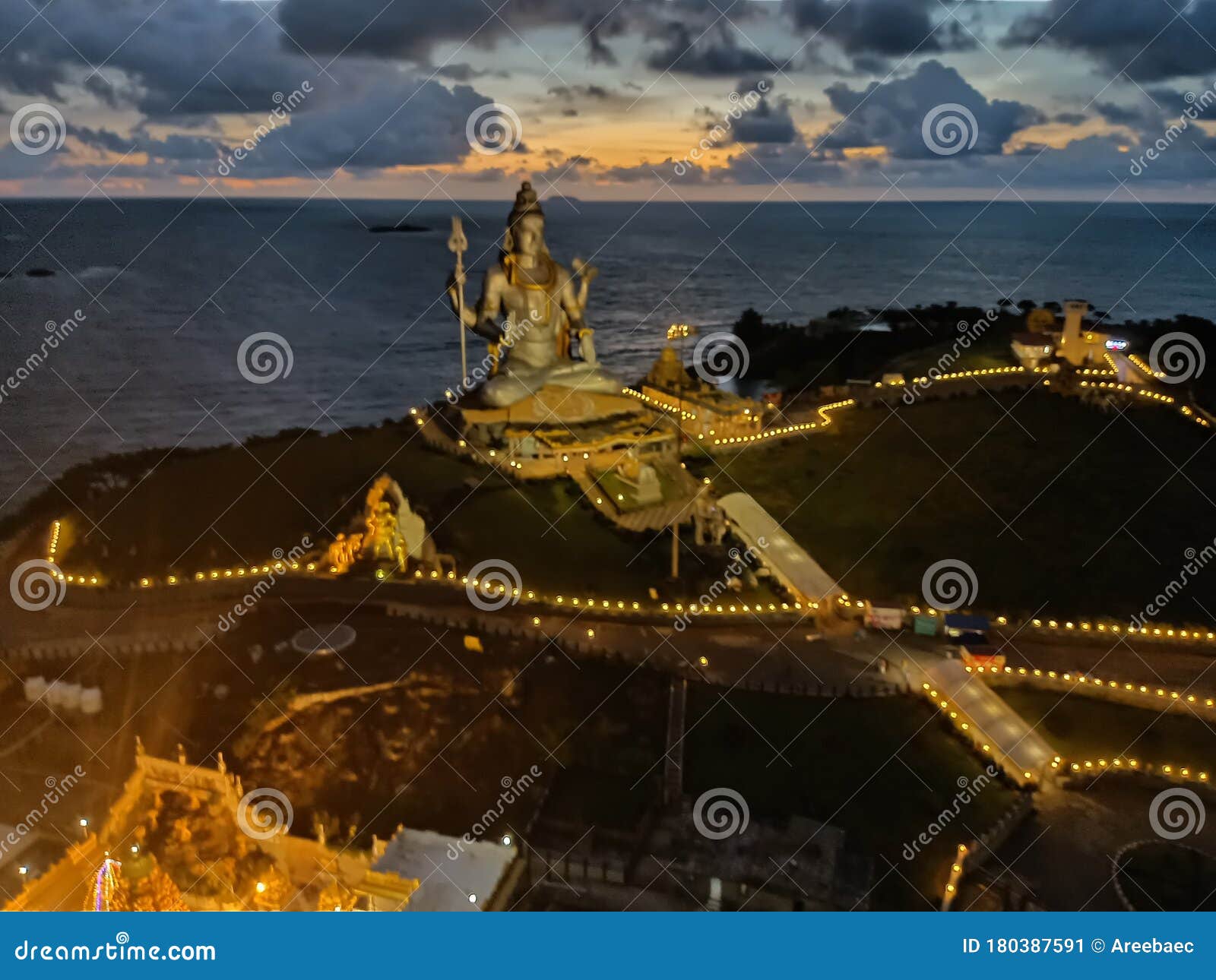 Shiv Temple Murudeshwar Night View Stock Image - Image of landmark ...