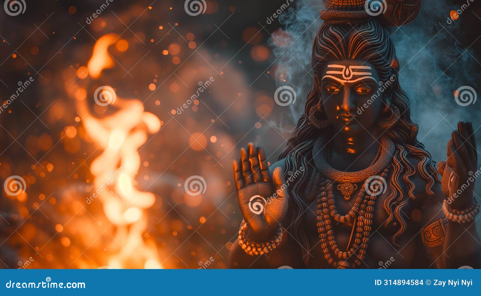 Shiva God with fire stock photo. Image of religious - 314894584