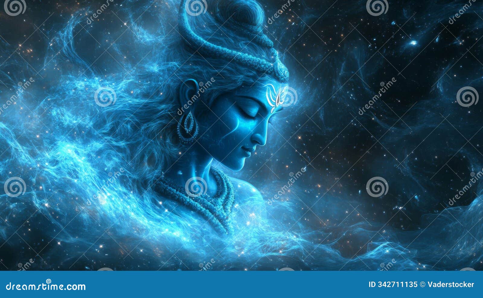 Shiva, the Hindu God, with a Cosmic Background Stock Illustration ...