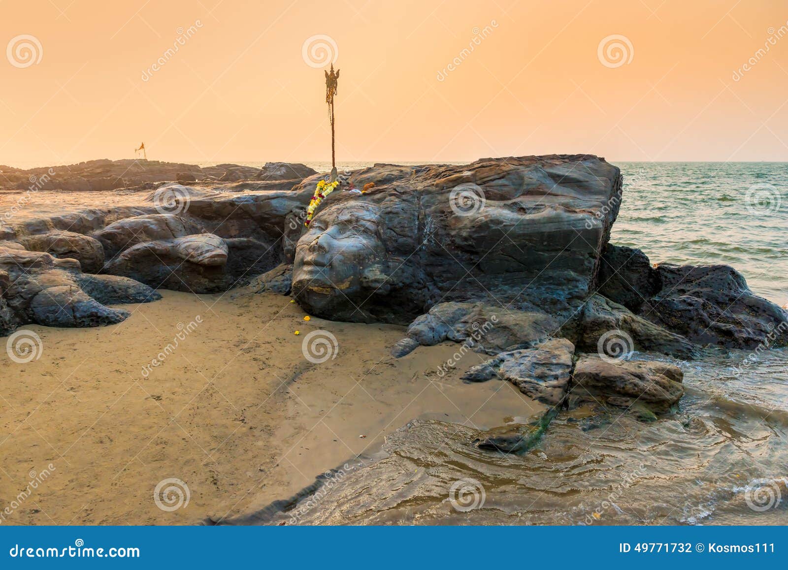 Shiva S Face in the Rock on the Beach Stock Photo - Image of mythology ...