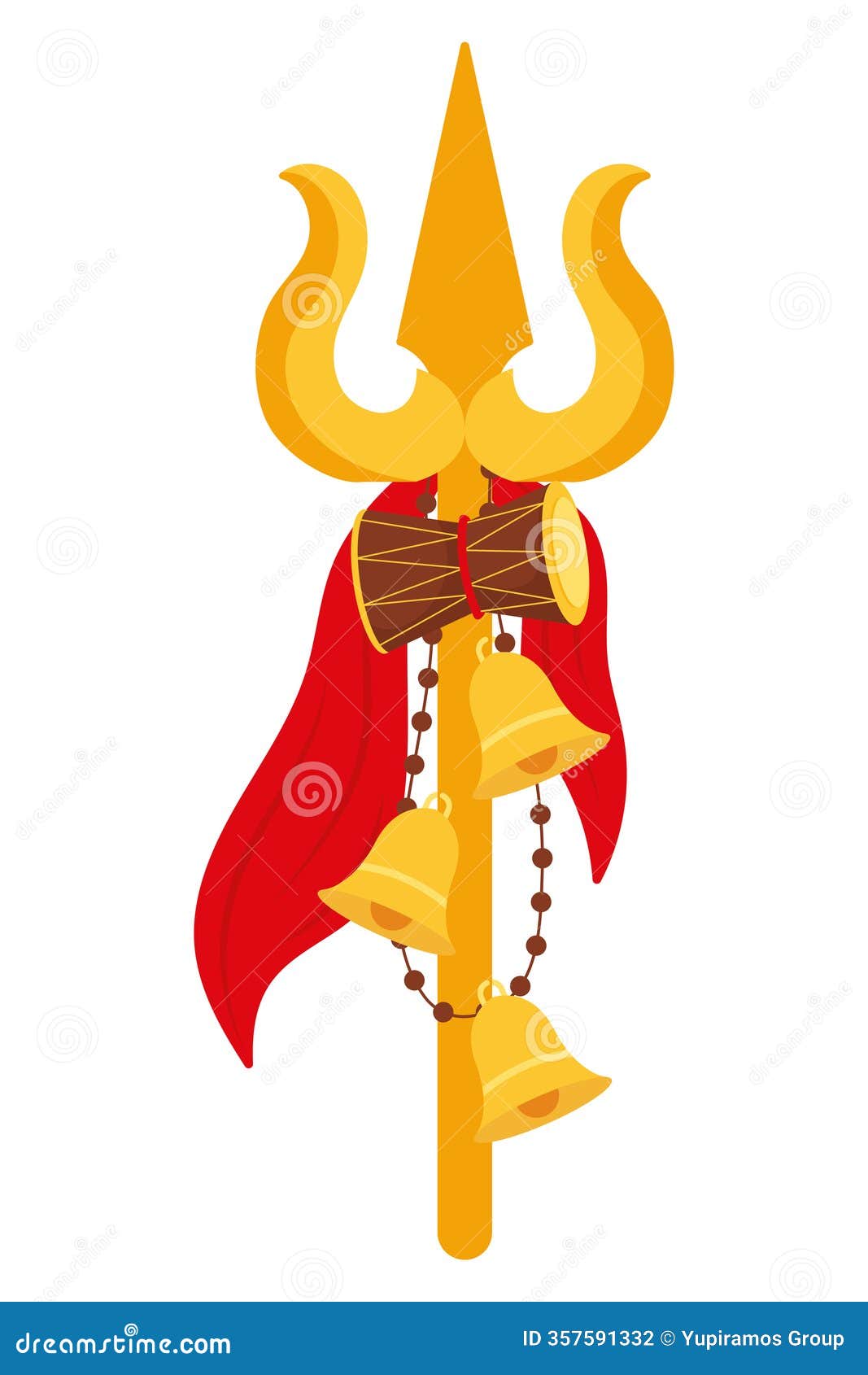 Golden Trishul Weapon Of Lord Shiva Background Design Cartoon Vector ...