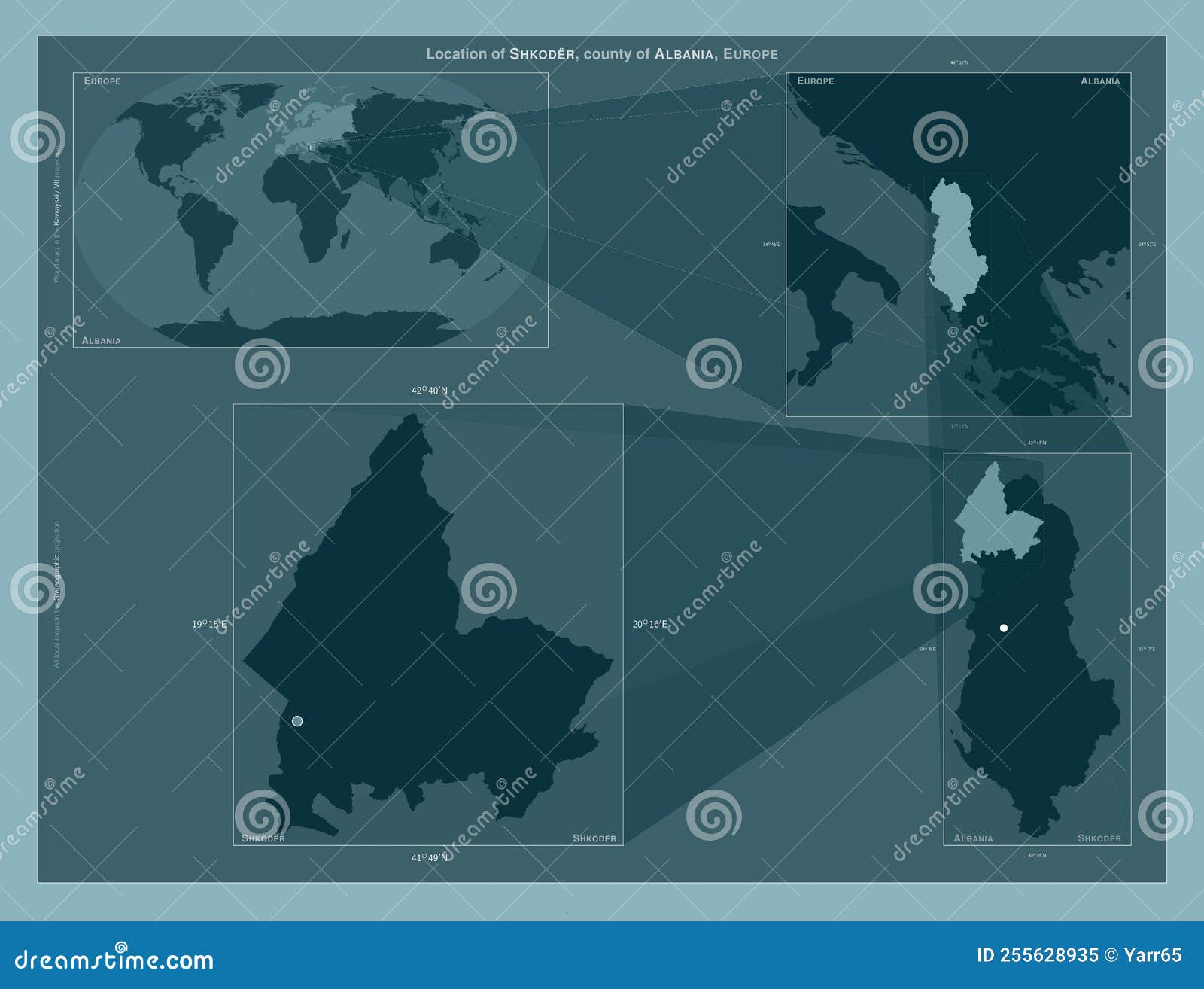Shkoder, Albania. Described Location Diagram Stock Illustration ...